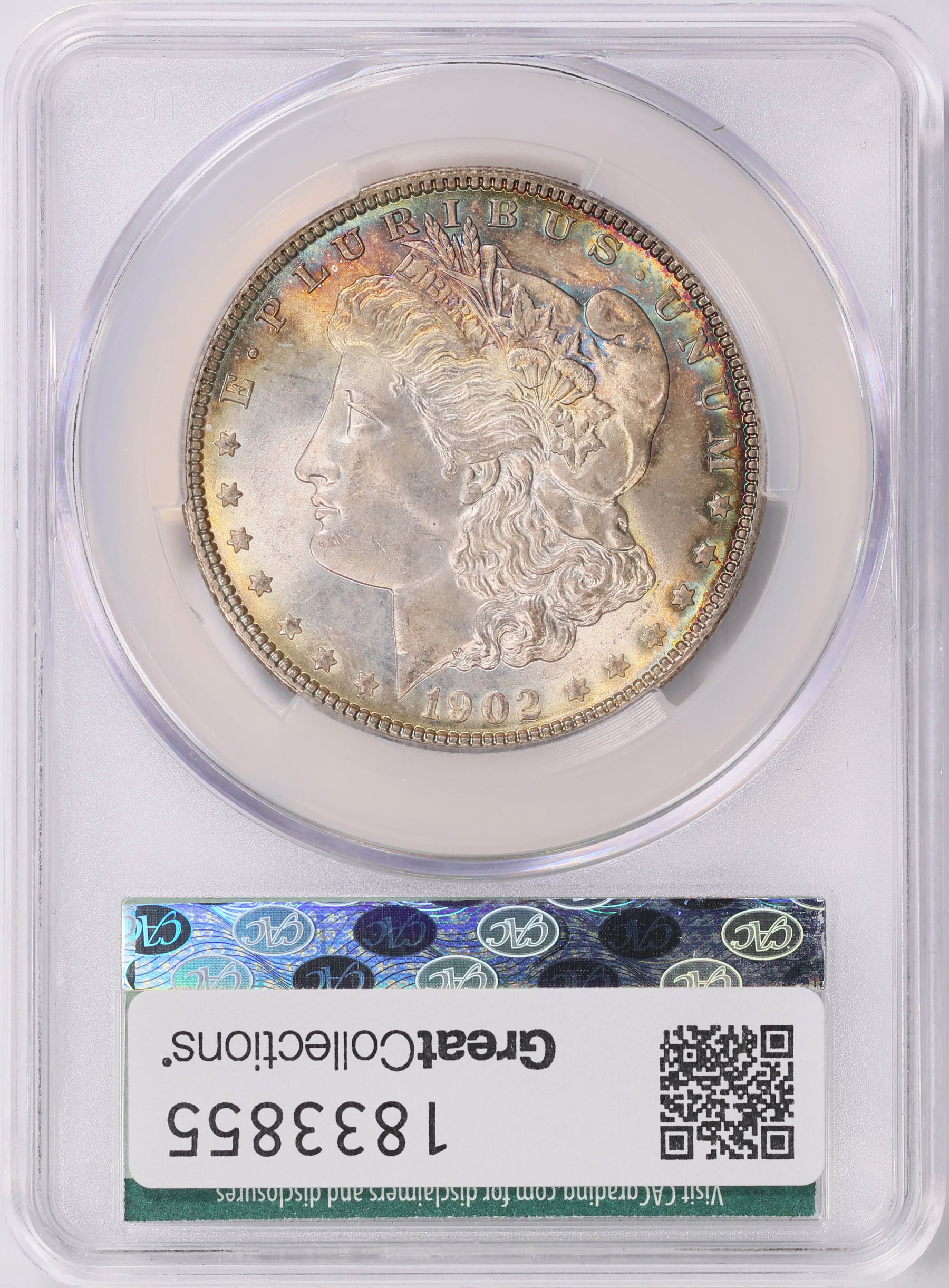 1902 Morgan Silver Dollar CACG MS-66 (Toned) (Item 1833855) | GreatCollections Coin Auctions