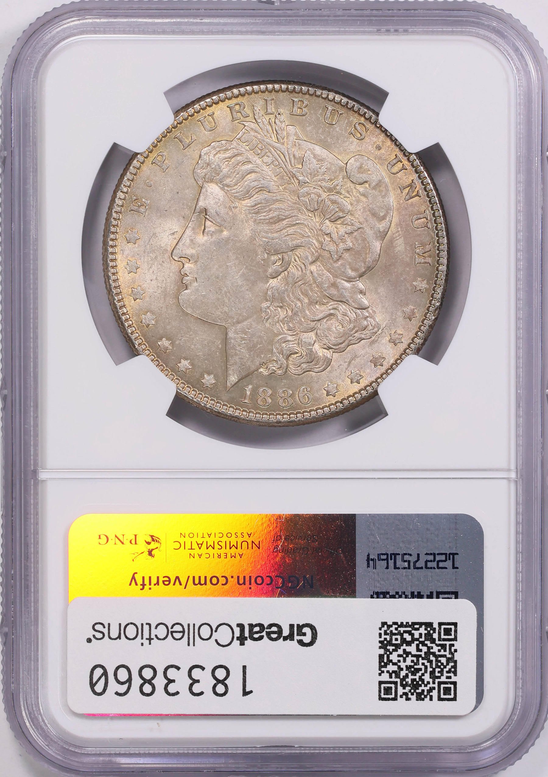 1886 Morgan Silver Dollar NGC MS-61 (CAC Green) (Toned) (Item 1833860) | GreatCollections Coin ...