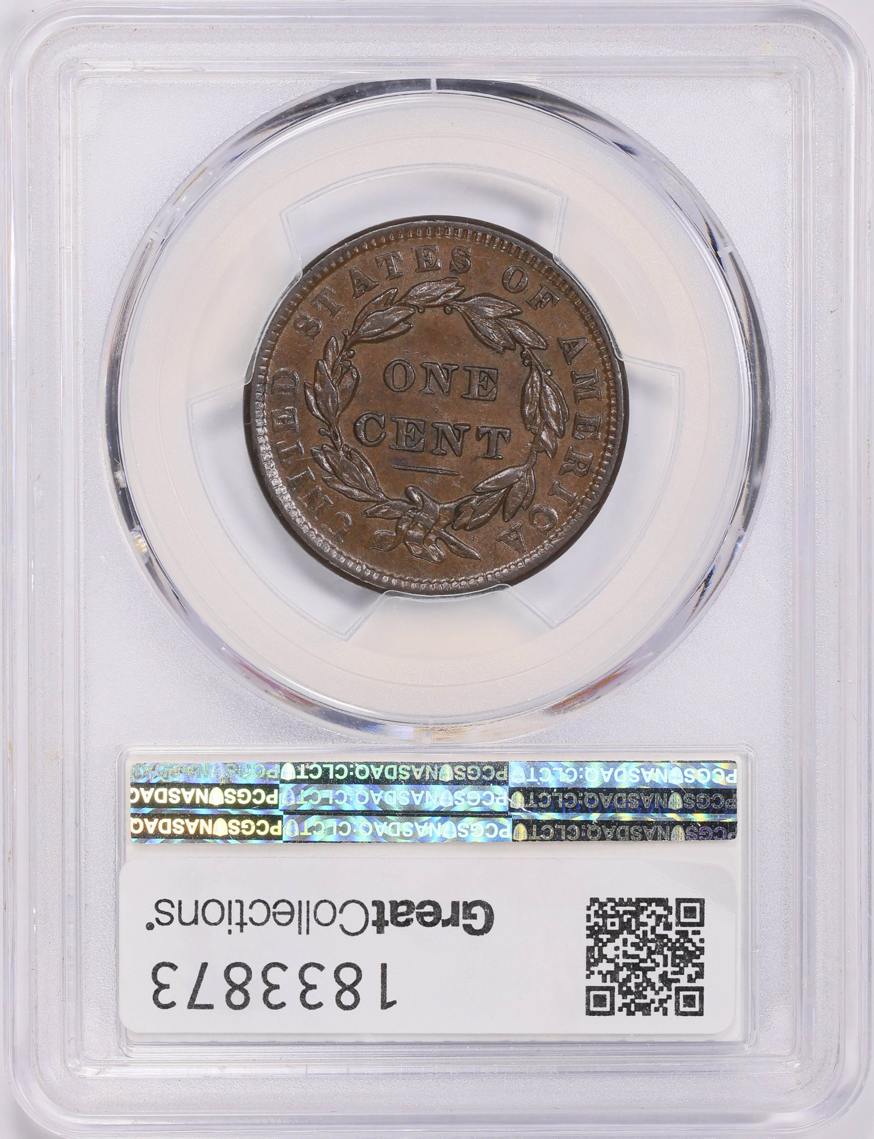 1838 Matron Cent PCGS AU-58 BN (Item 1833873) | GreatCollections Coin ...