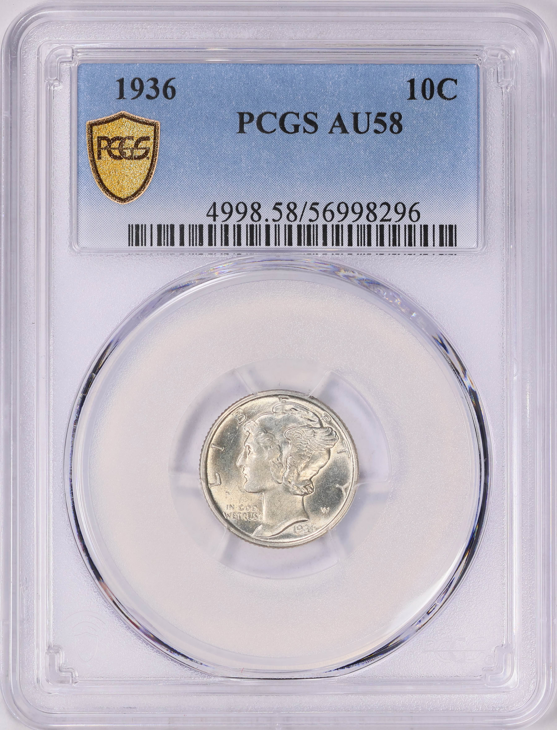 1936 Mercury Dime PCGS AU-58 (Item 1833920) | GreatCollections Coin Auctions