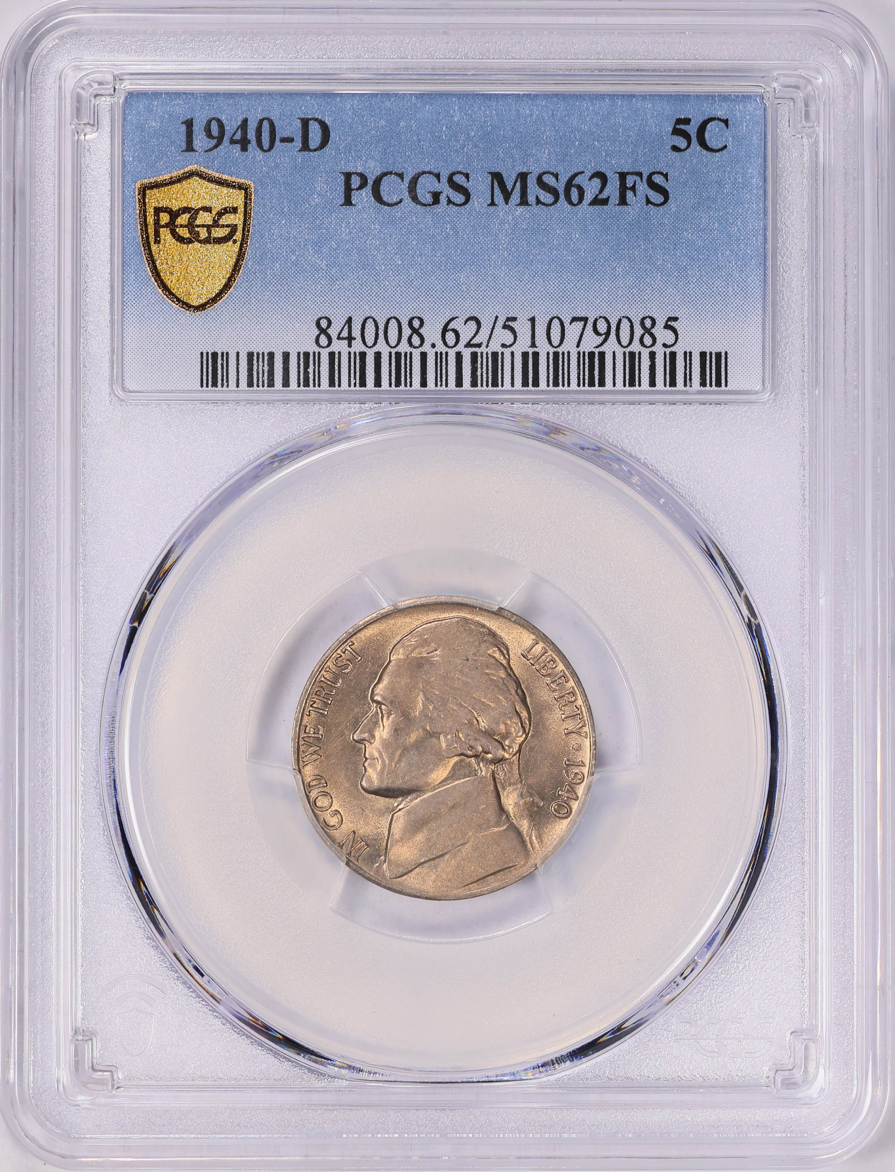 1940-D Jefferson Nickel PCGS MS-62 FS (Item 1833925) | GreatCollections Coin Auctions