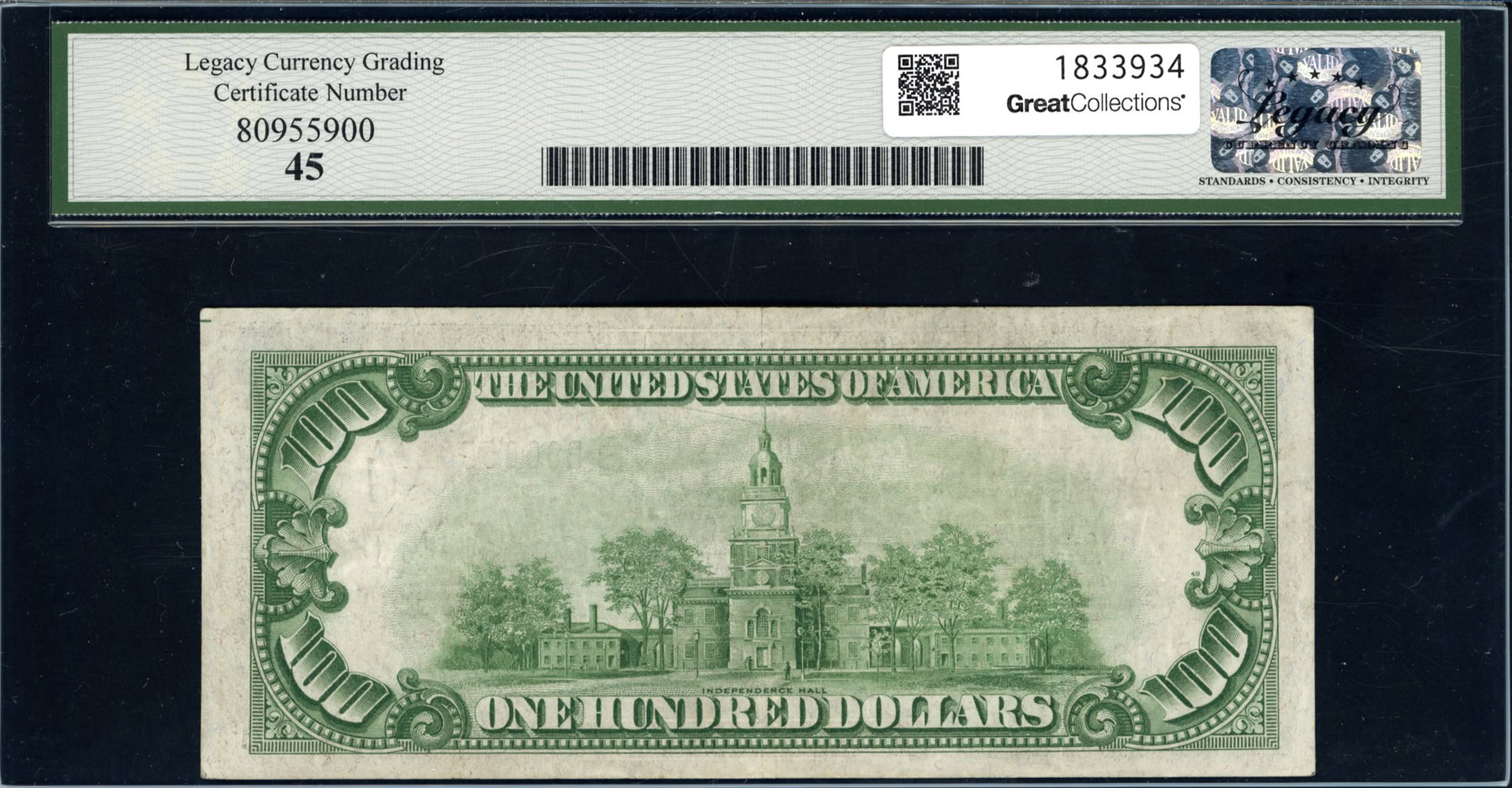 Fr. 1890-B (BA Block) 1929 $100 New York Federal Reserve Bank Note Jones / Woods Legacy ...