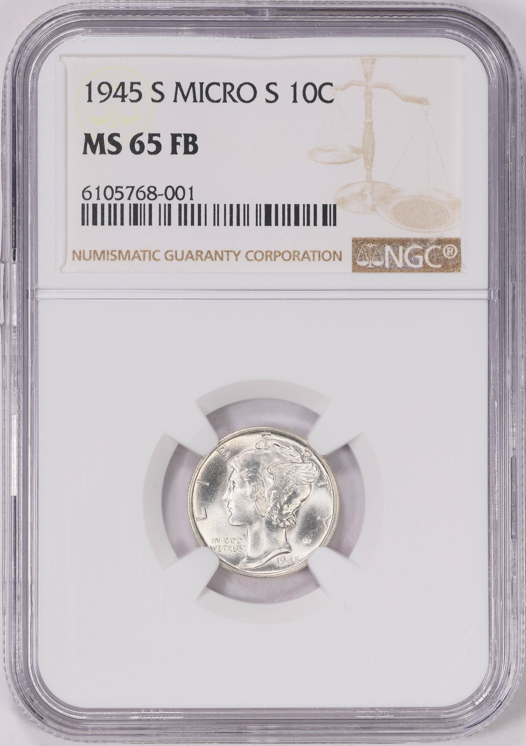 1945-S Mercury Dime Micro S NGC MS-65 FB (Item 1834045) | GreatCollections Coin Auctions