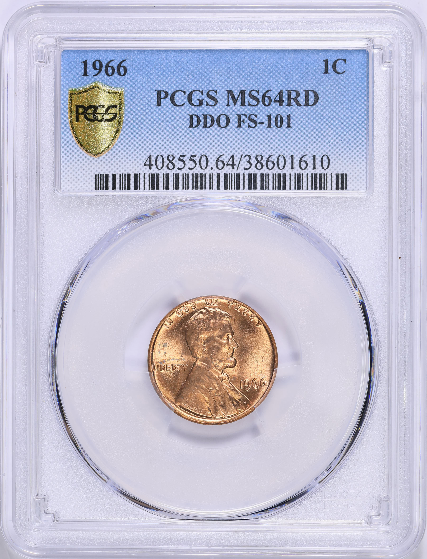 1966 Lincoln Cent Doubled Die Obverse FS-101 PCGS MS-64 RD (Item 1834057) | GreatCollections ...