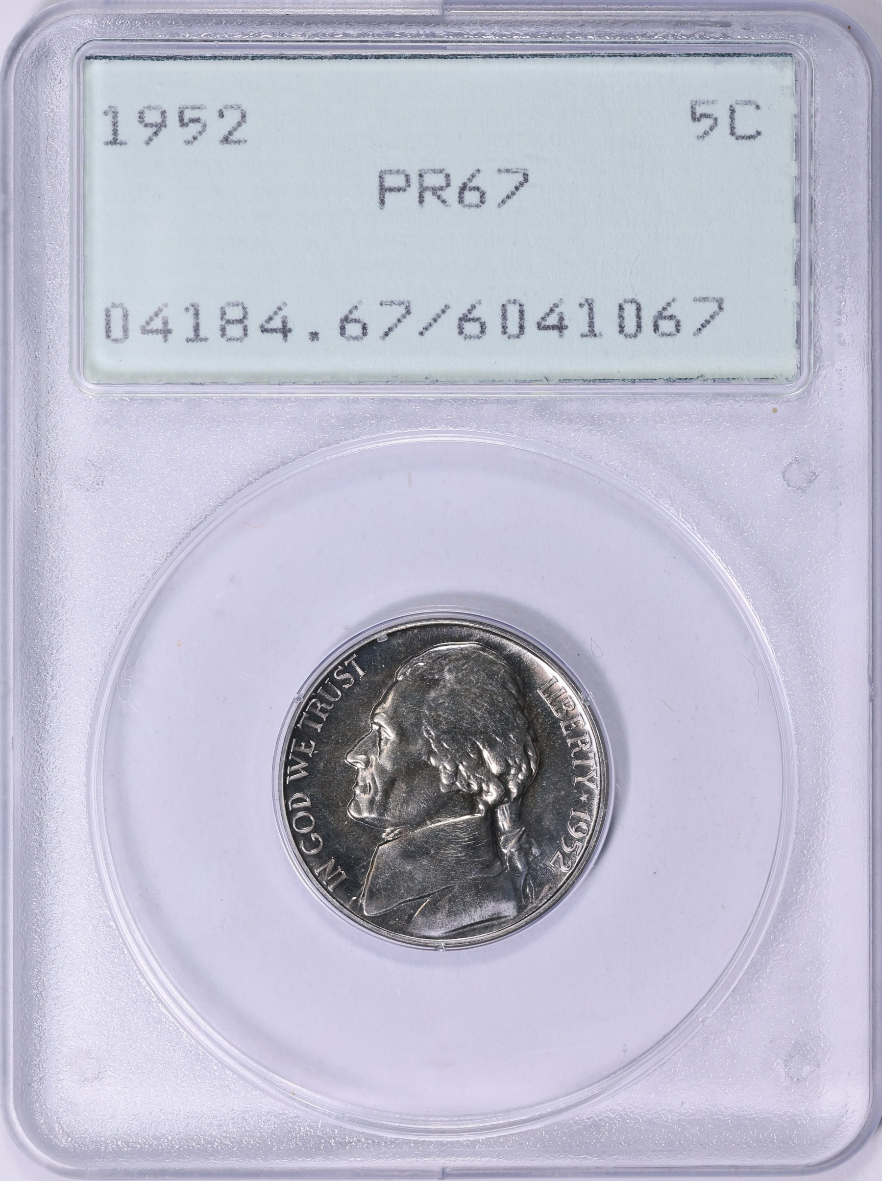 1952 Jefferson Nickel PCGS Proof-67 OGH (1st Gen) (Item 1834090) | GreatCollections Coin Auctions