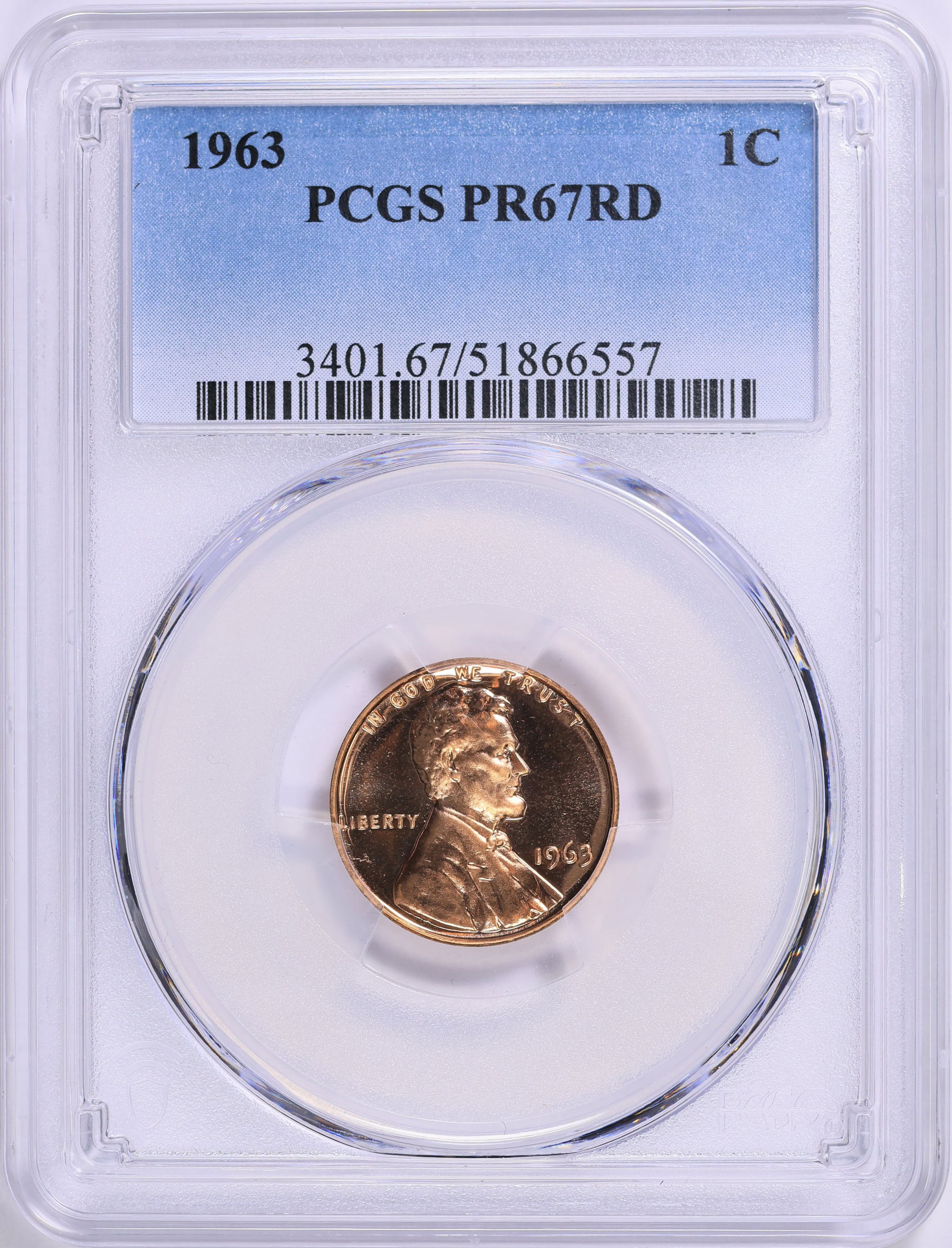 1963 Lincoln Cent PCGS Proof-67 RD (Item 1834215) | GreatCollections ...