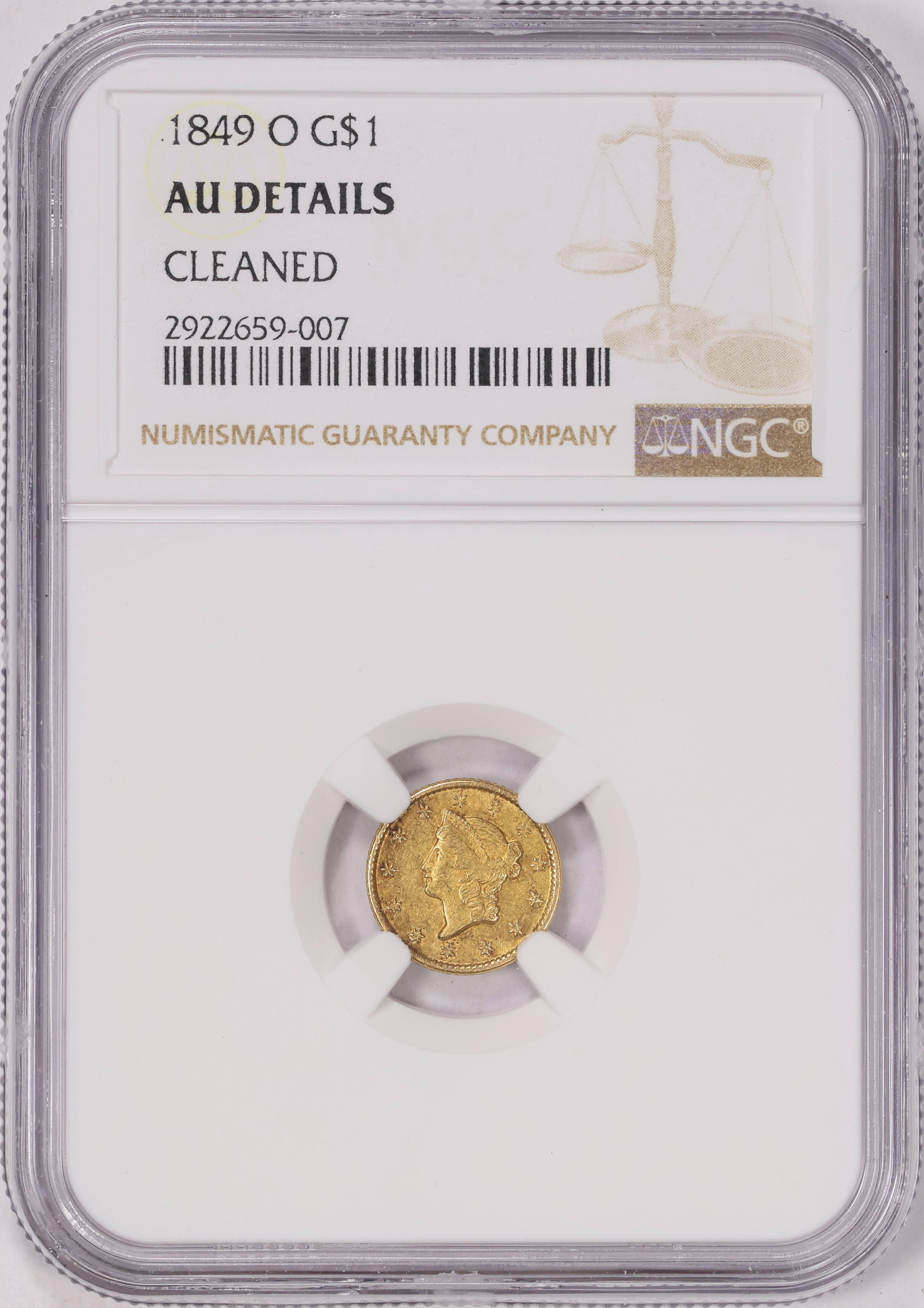 1849-O Liberty Gold Dollar NGC AU Details (Item 1834282 ...