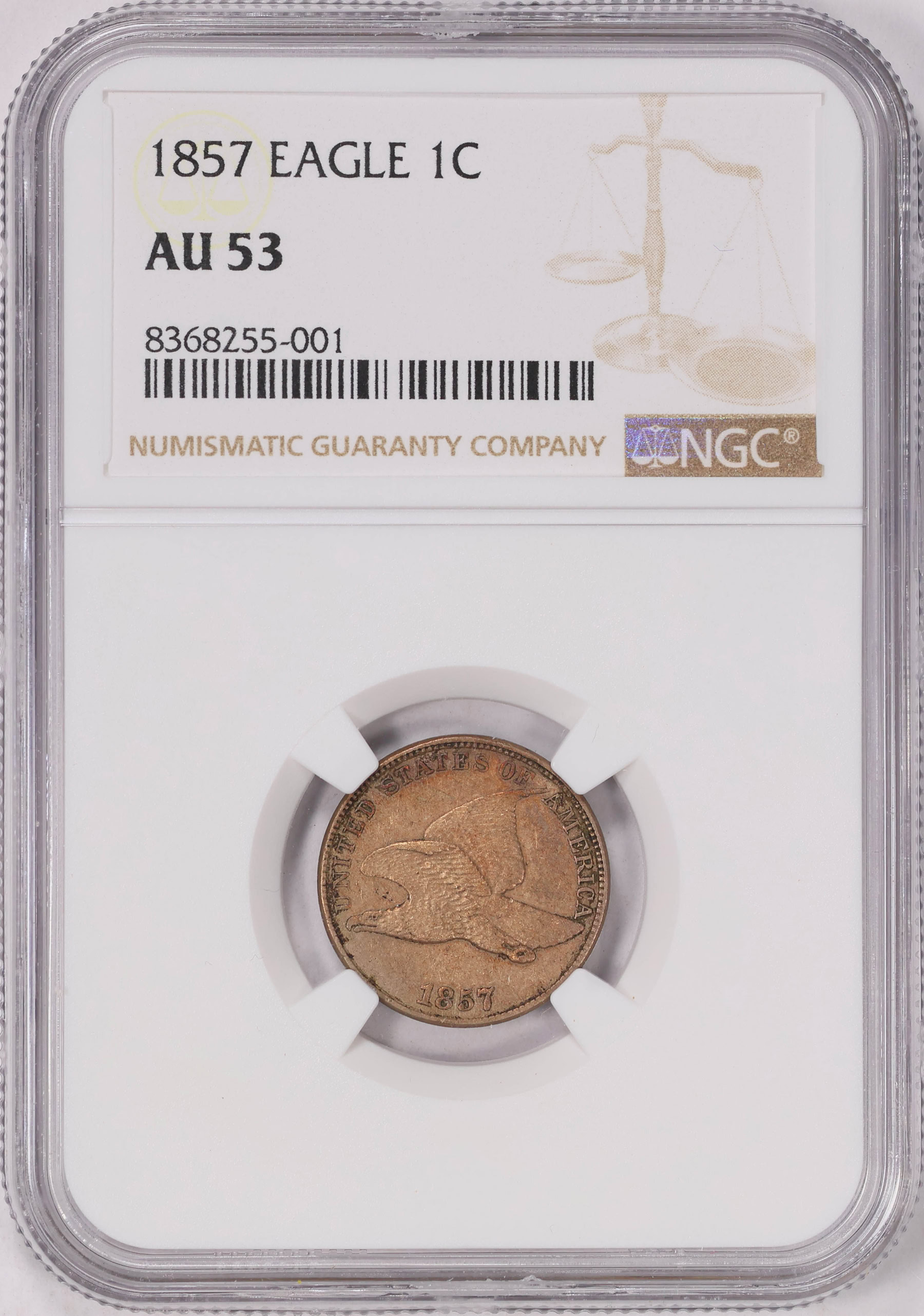 1857 Flying Eagle Cent NGC AU-53 (Item 1834287) | GreatCollections Coin ...