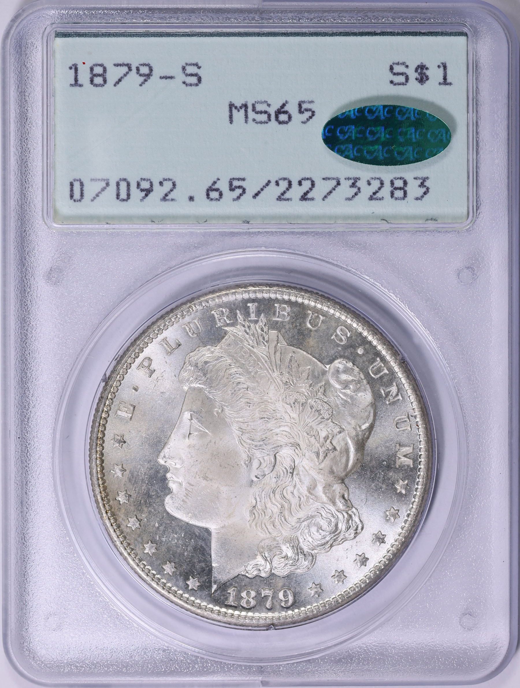 1879-S Morgan Silver Dollar PCGS MS-65 (CAC Green) OGH (1st Gen) (Item 1834348 ...