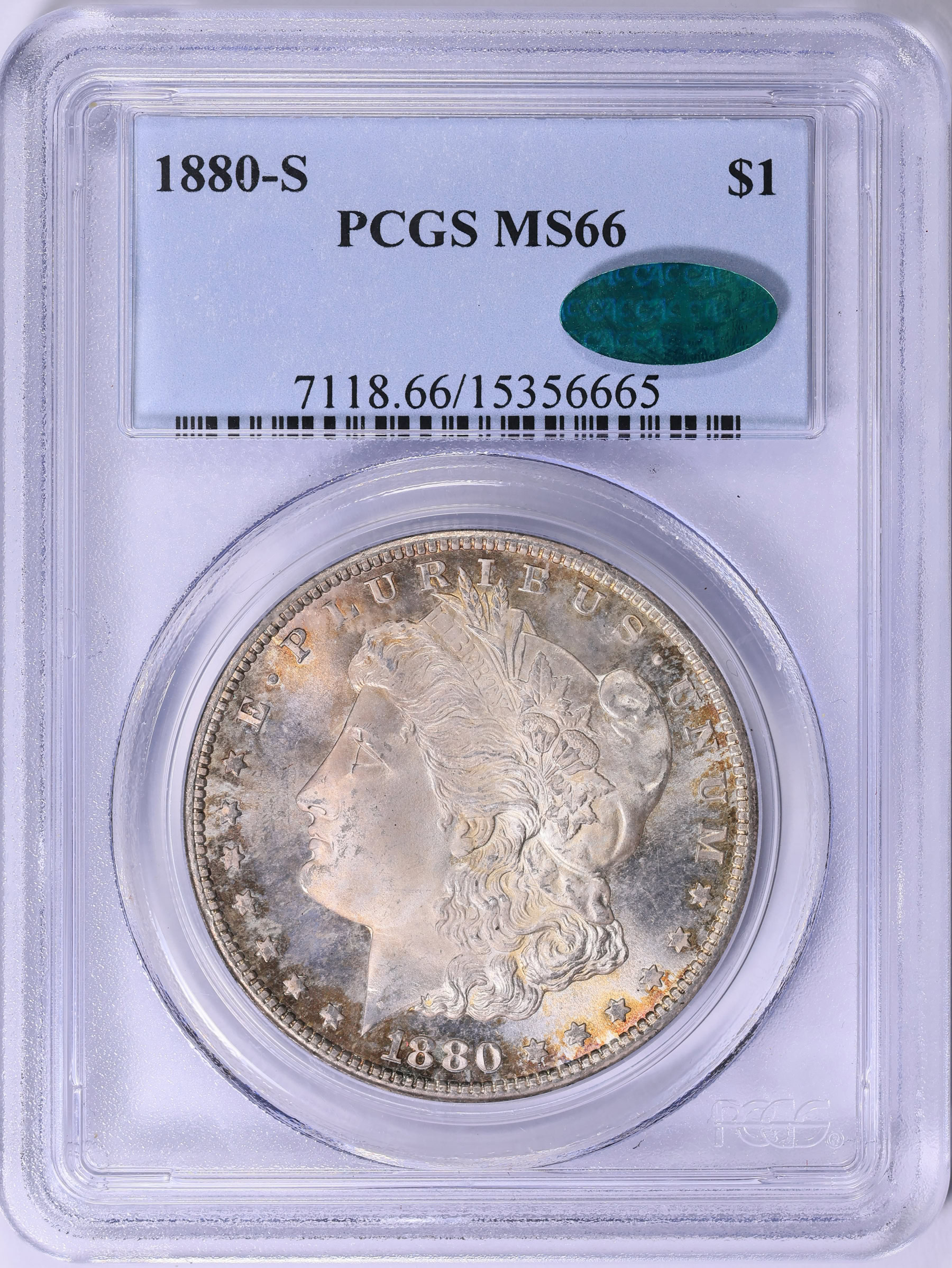 1880-S Morgan Silver Dollar PCGS MS-66 (CAC Green) (Toned) (Item 1834361) | GreatCollections ...