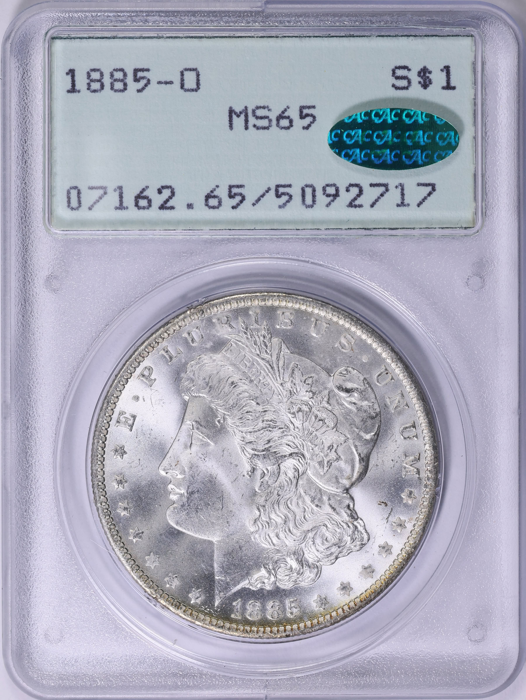 1885-O Morgan Silver Dollar PCGS MS-65 (CAC Green) OGH (1st Gen) (Item 1834391 ...