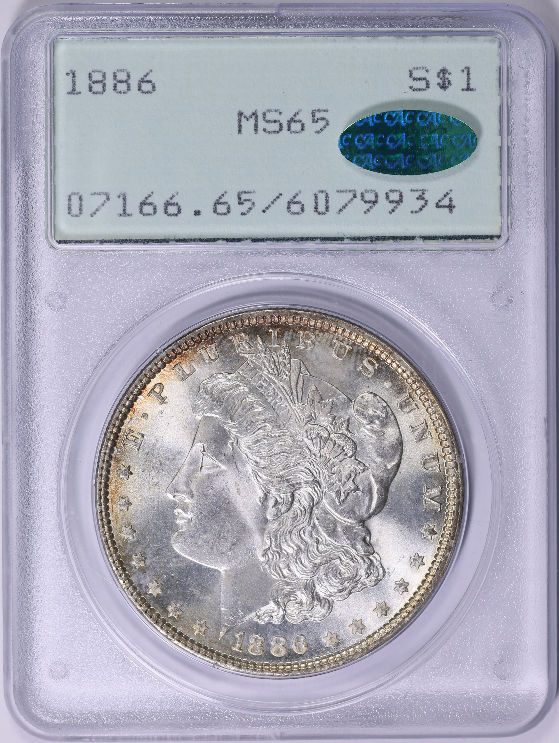 1886 Morgan Silver Dollar PCGS MS-65 (CAC Green) OGH (1st Gen) (Item 1834392) | GreatCollections ...