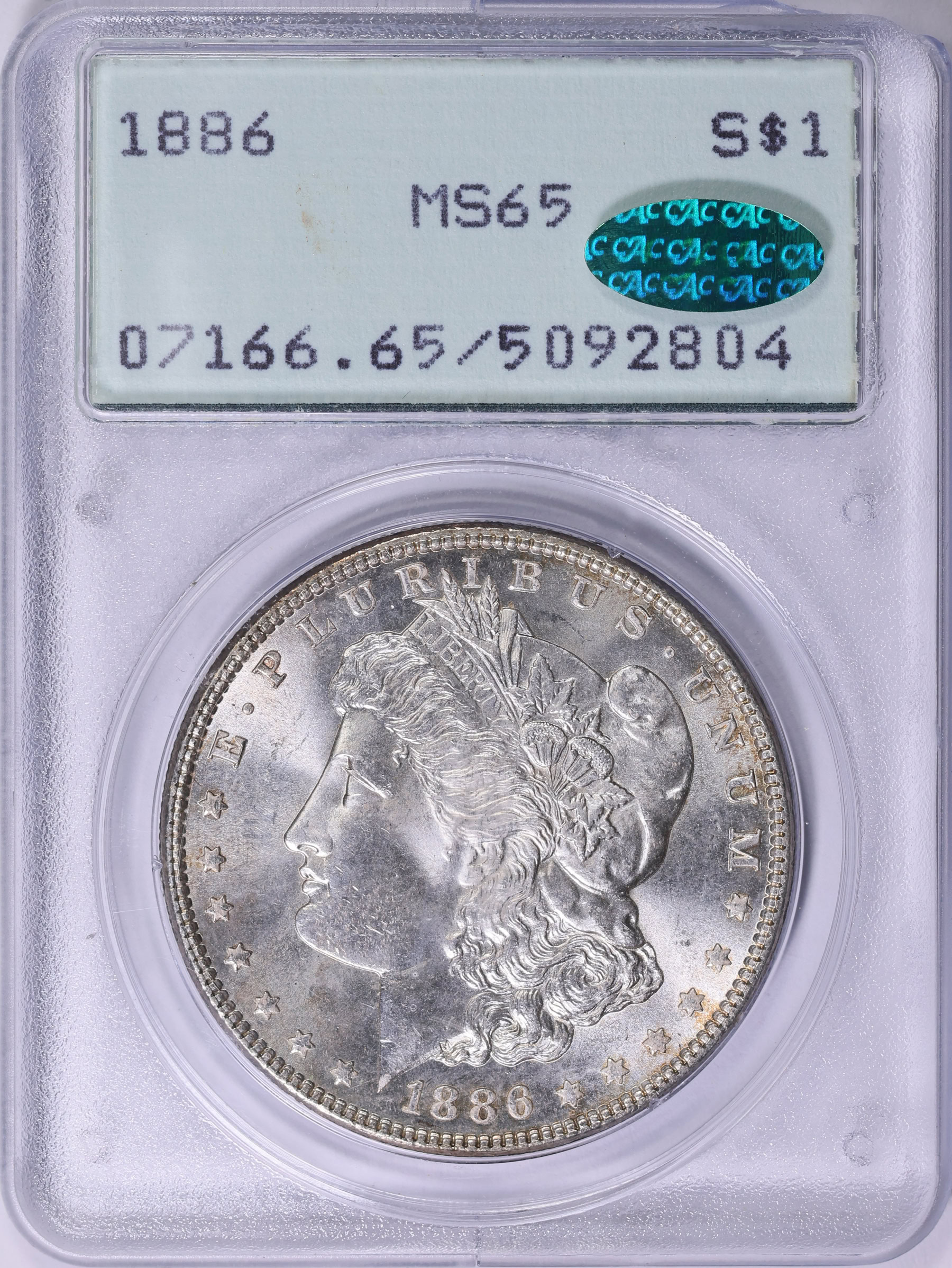1886 Morgan Silver Dollar PCGS MS-65 (CAC Green) OGH (1st Gen) (Item 1834394) | GreatCollections ...