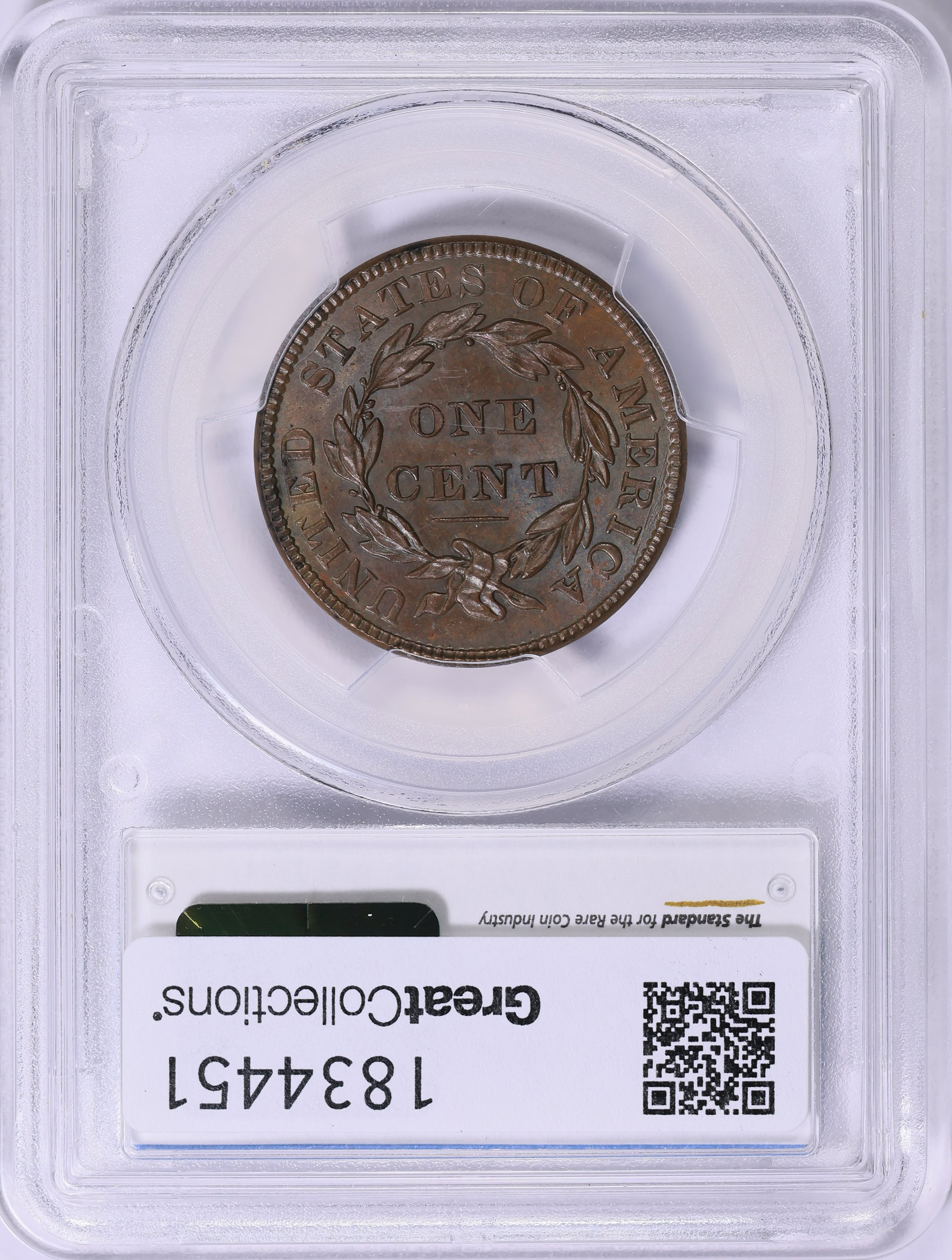 1837 Matron Cent Medium Letters PCGS MS-64+ BN (CAC Green) (Item 1834451) | GreatCollections ...