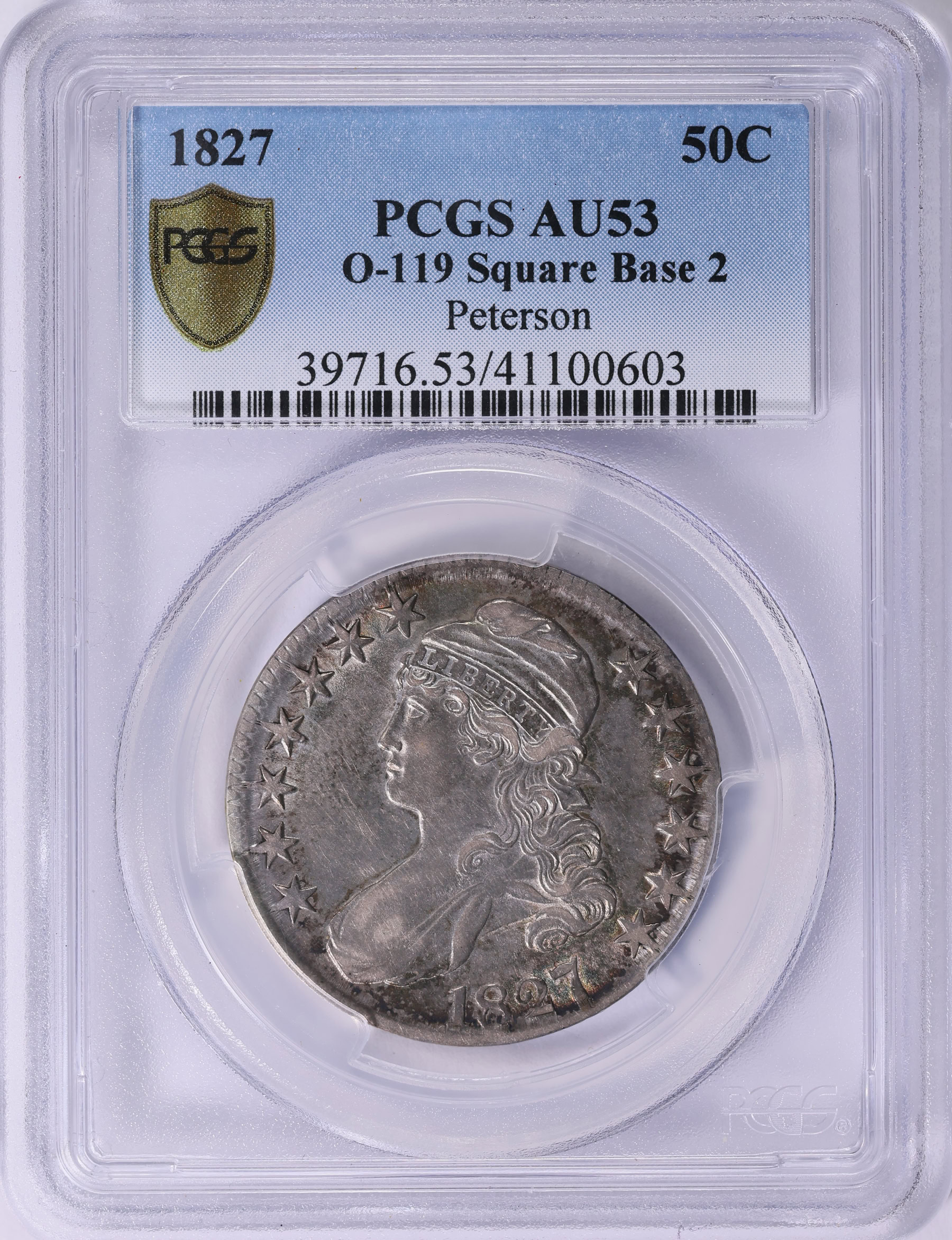 1827 Capped Bust Half Dollar Square Base 2 Overton 119 PCGS AU-53 ...