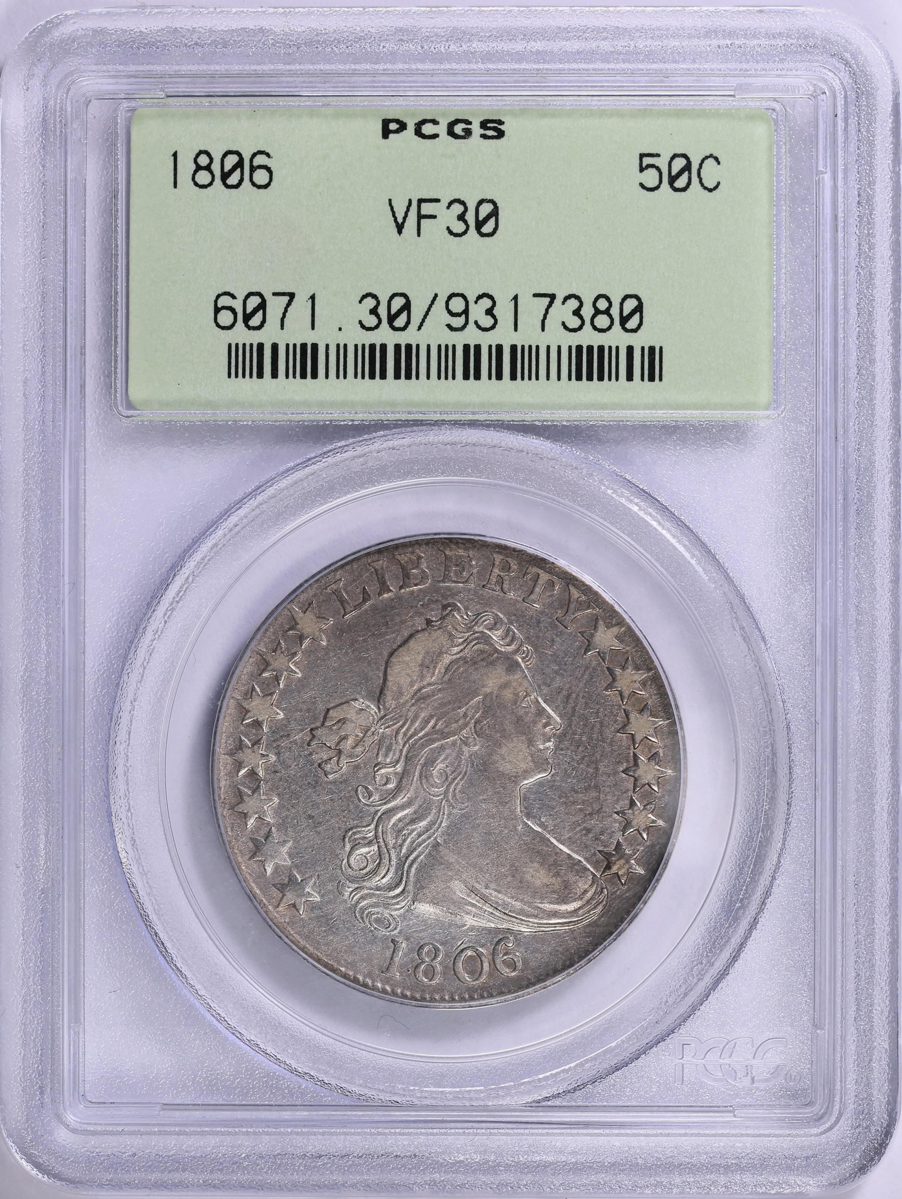 1806 Draped Bust Half Dollar PCGS VF-30 OGH (Item 1834457) | GreatCollections Coin Auctions