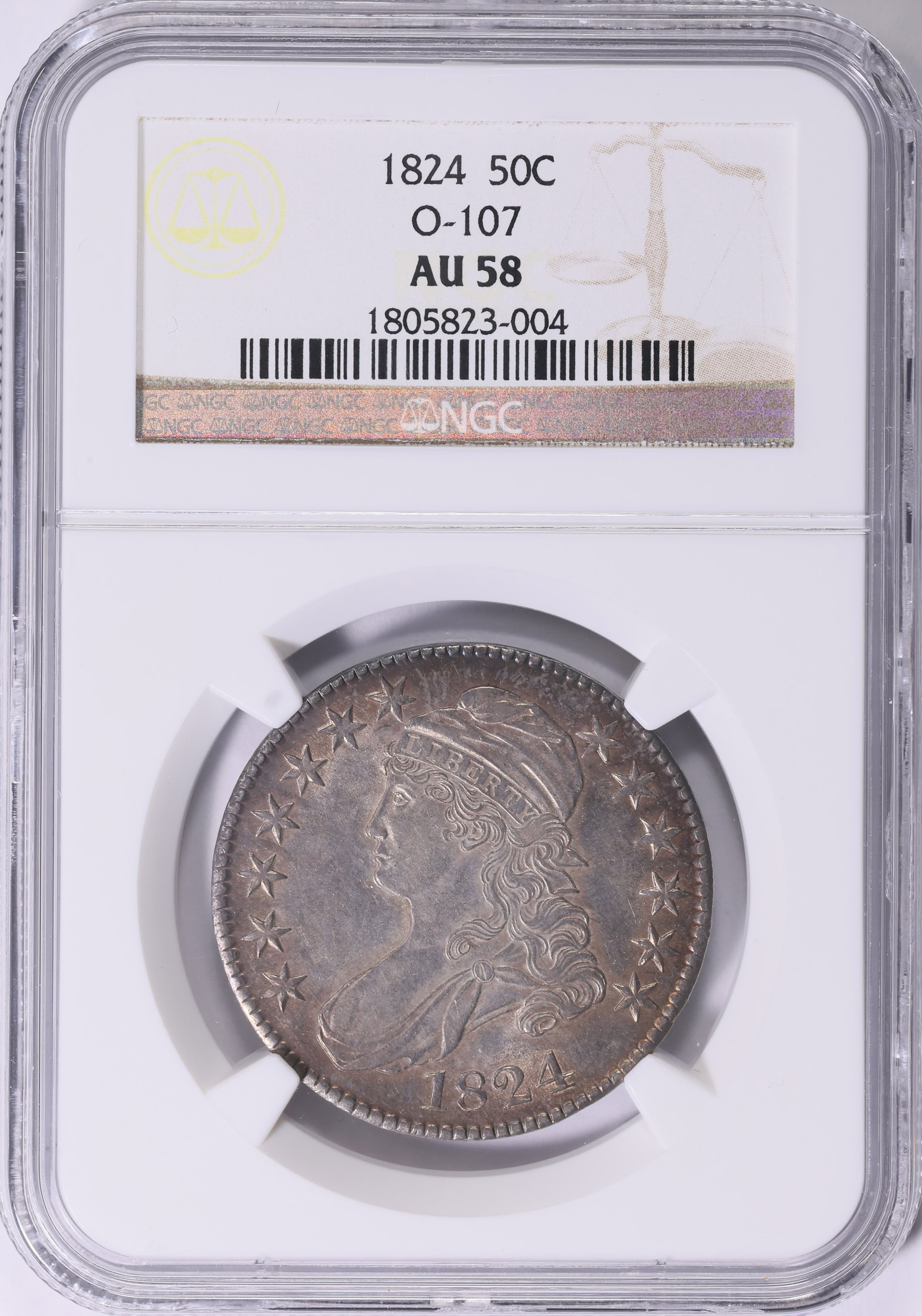 1824 Capped Bust Half Dollar Overton 107 NGC AU-58 (Item 1834459) | GreatCollections Coin Auctions