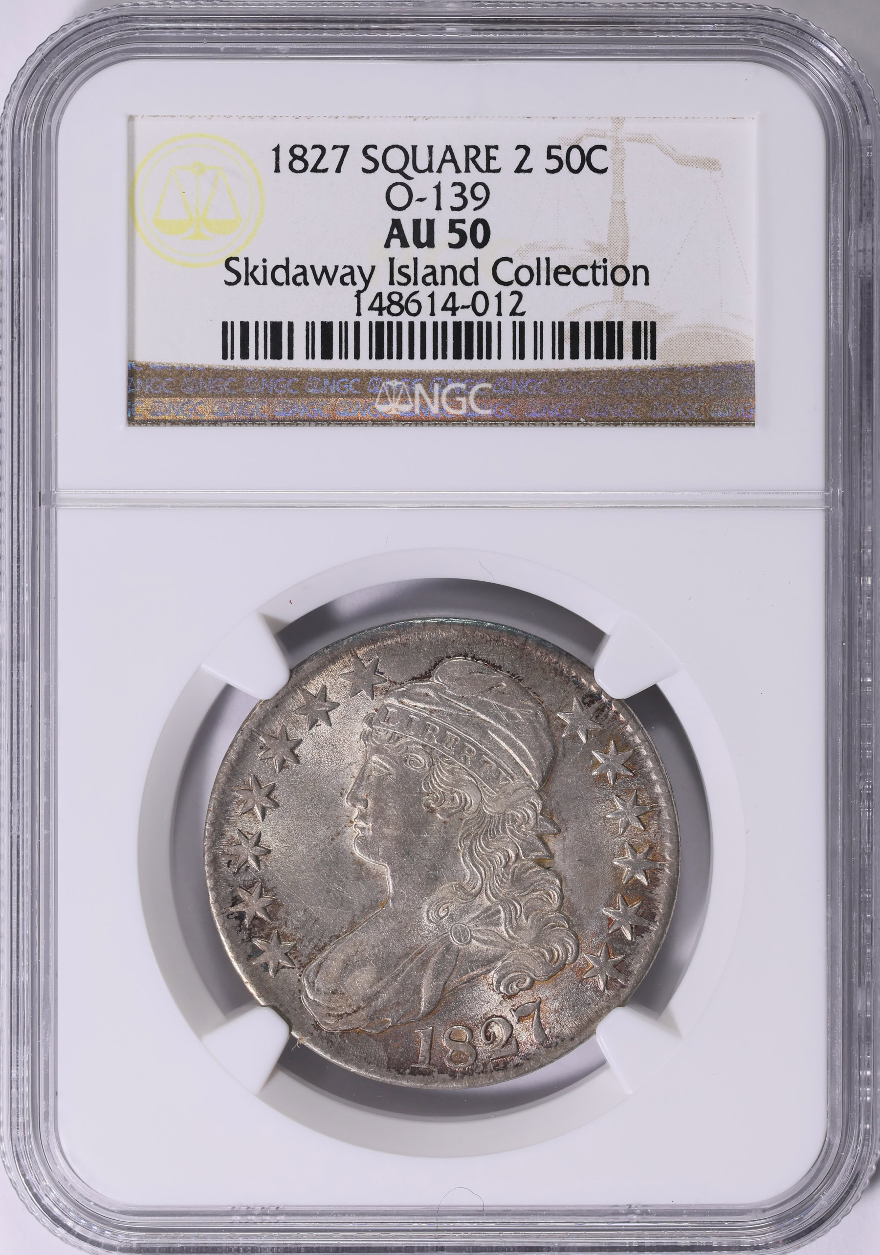 1827 Capped Bust Half Dollar Square Base 2 Overton 139 NGC AU-50 ...