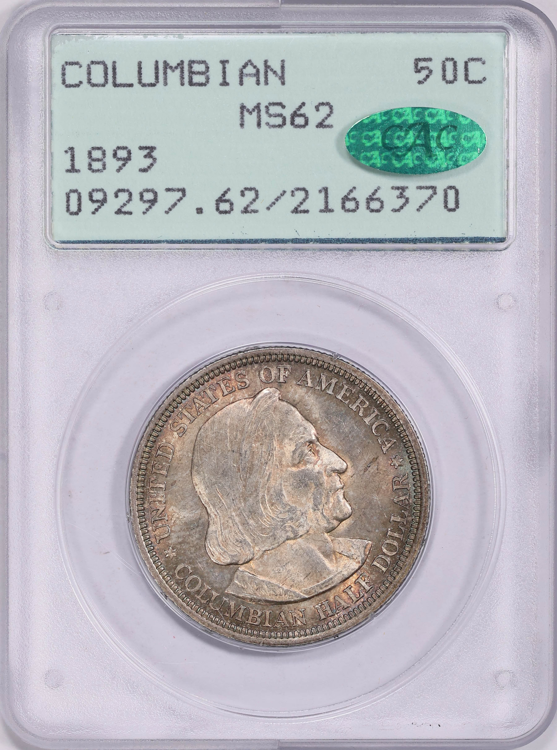 1893 World Columbian Exposition Half Dollar PCGS MS-62 (CAC Green) OGH ...