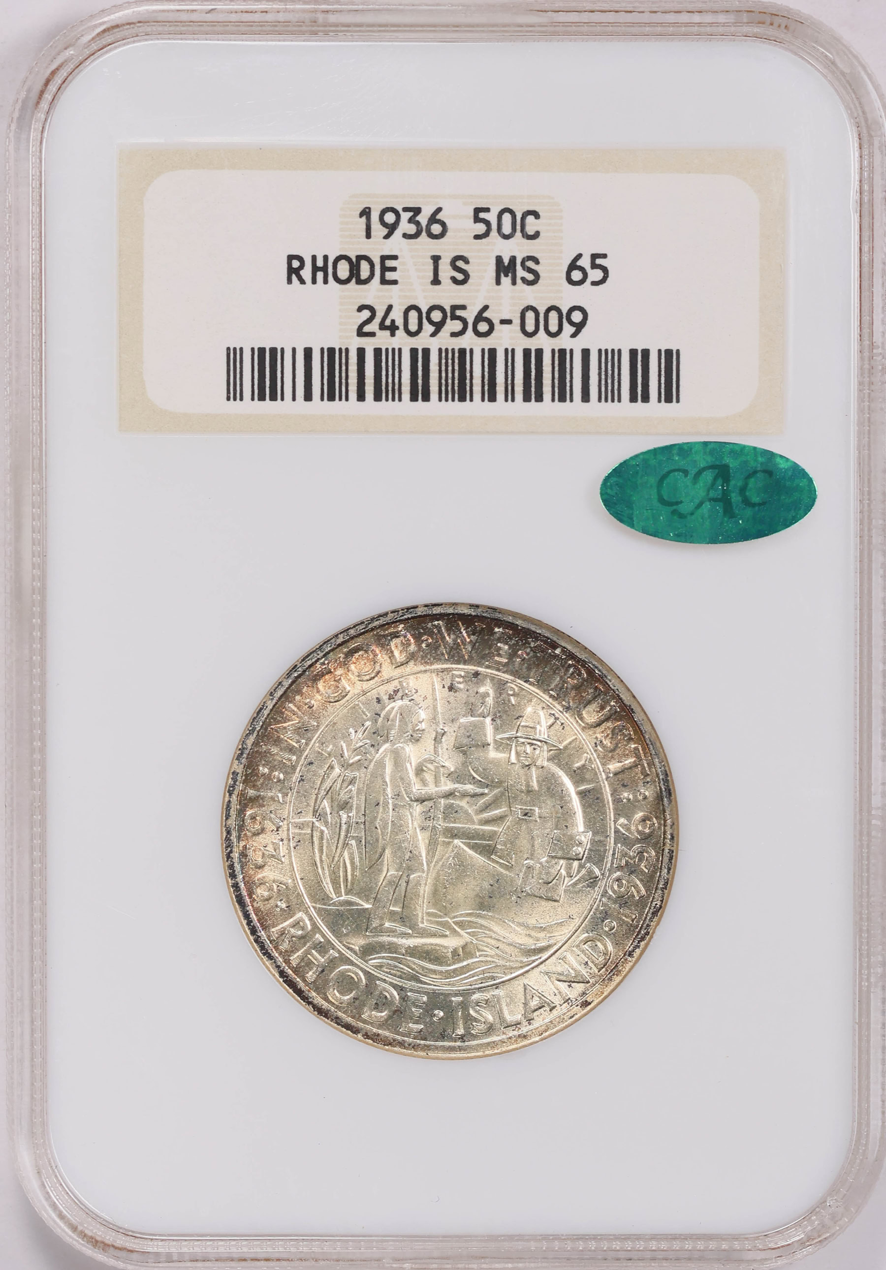 1936 Providence, Rhode Island Tercentenary Half Dollar NGC MS-65 (CAC ...