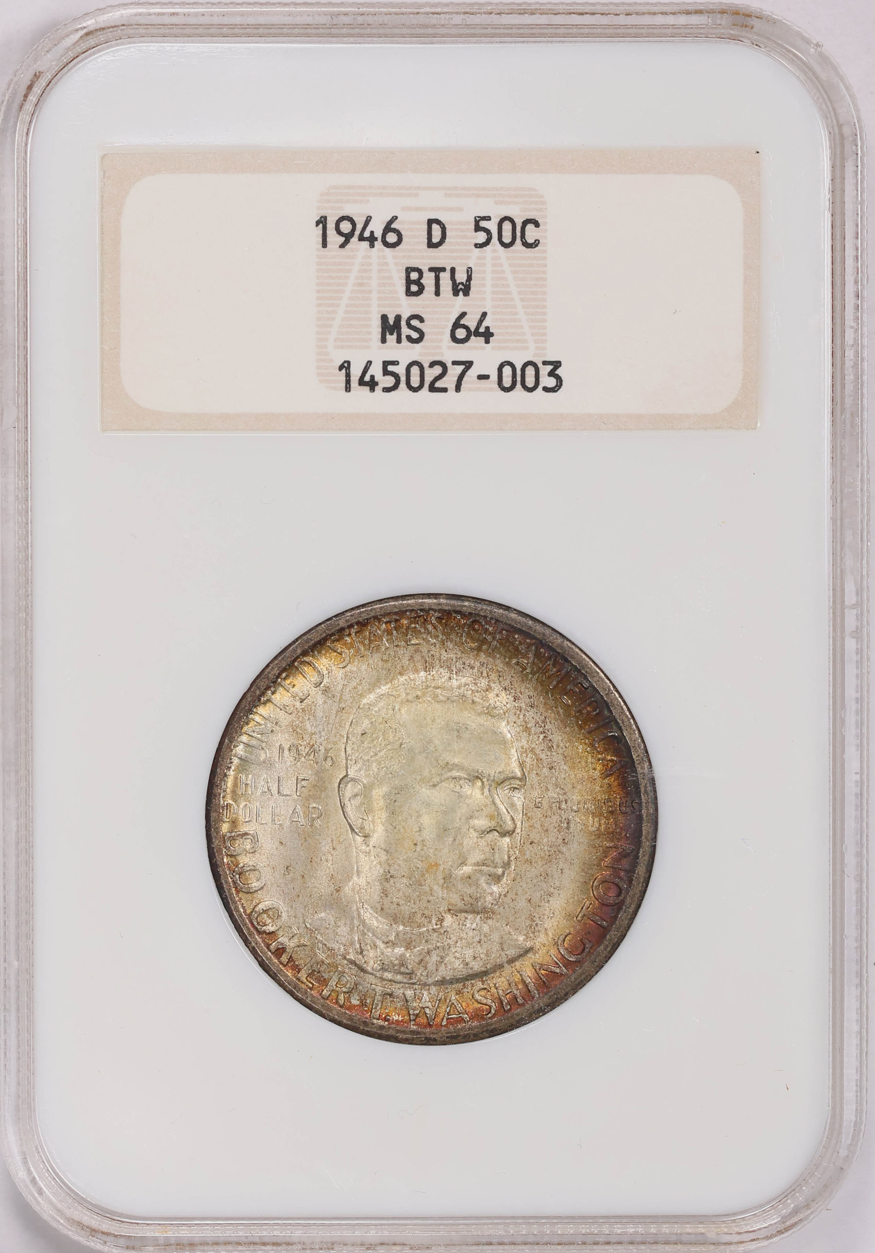 1946-D Booker T. Washington Memorial Half Dollar NGC MS-64 OH (Toned) (Item 1834526 ...