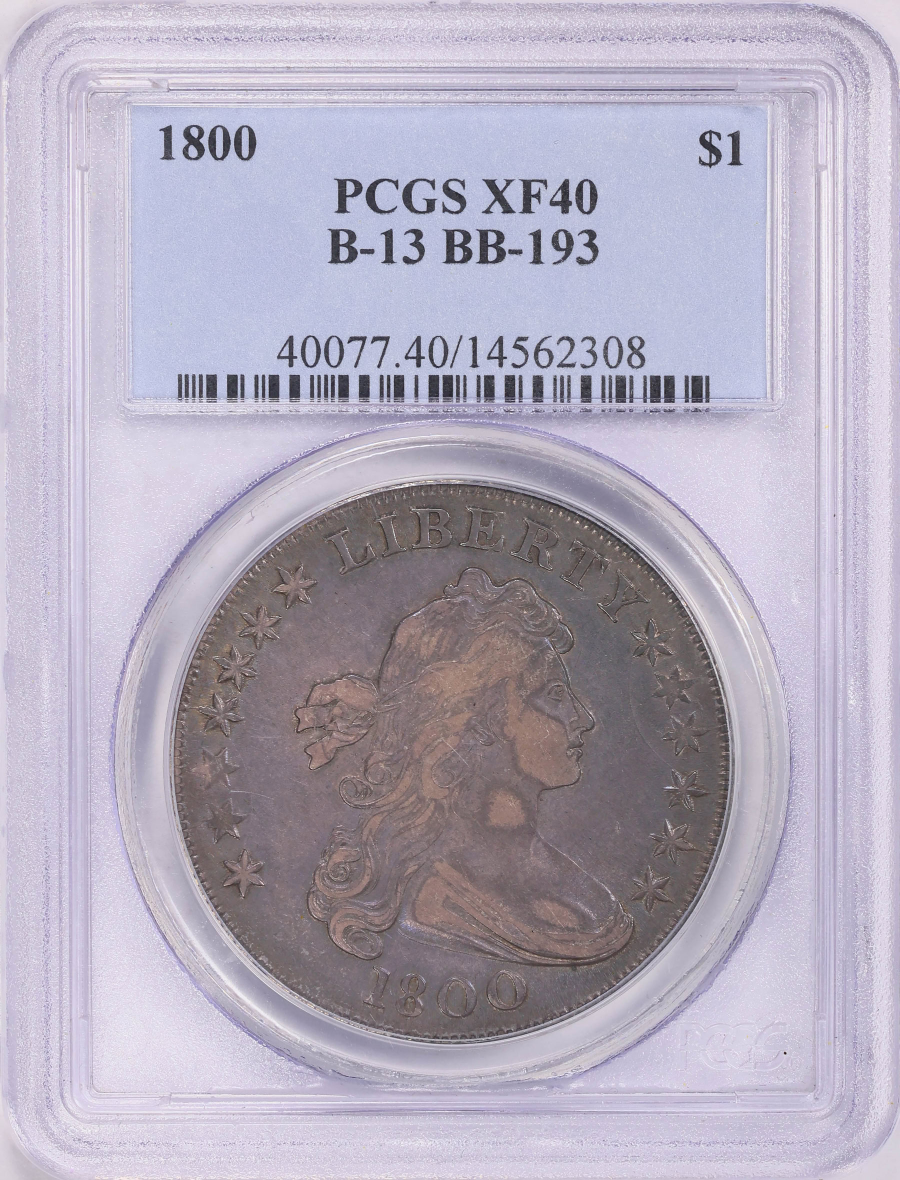 1800 Draped Bust Silver Dollar B-13 BB-193 PCGS XF-40 (Item 1834530) | GreatCollections Coin ...