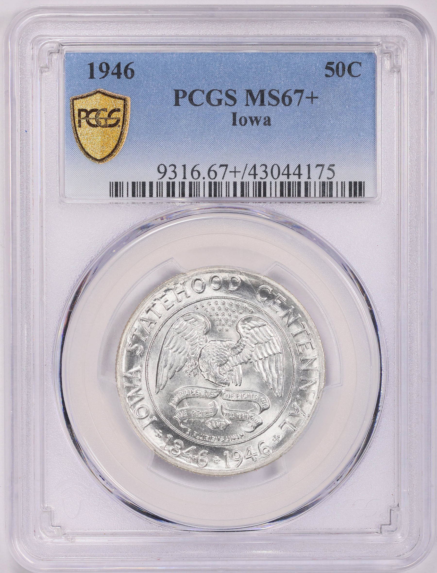 1946 Iowa Centennial Half Dollar PCGS MS-67+ (Item 1834565 ...