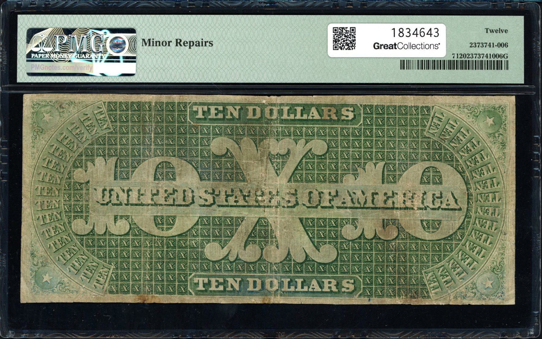 Fr. 7 1861 $10 Demand Note - Philadelphia PMG Fine 12 | PMG Cert ...