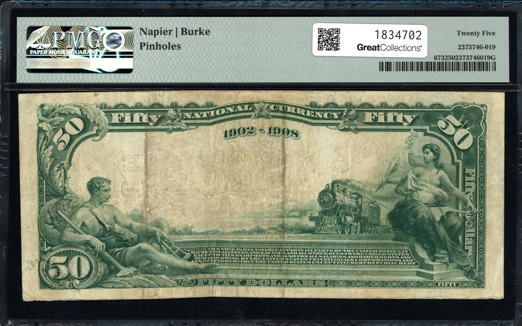 Fr. 673 Pittsburgh, Pennsylvania 1902 $50 Date Back Note Western ...