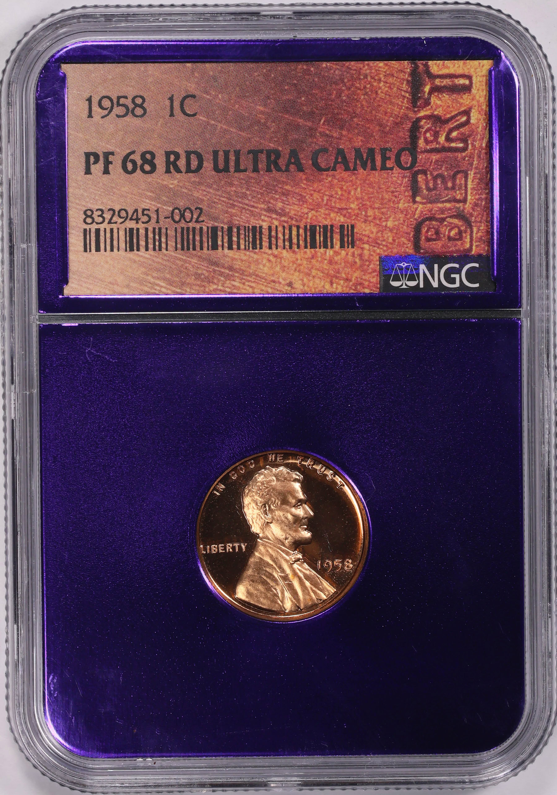 1958 Lincoln Cent NGC Proof-68 UC (Purple Foil Holder) (Item 1834710 ...