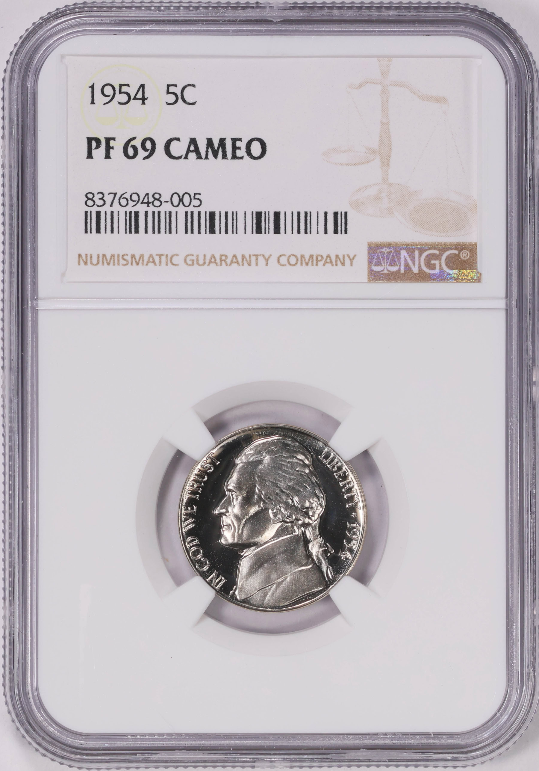 1954 Jefferson Nickel NGC Proof-69 CAMEO (Item 1834713) | GreatCollections Coin Auctions