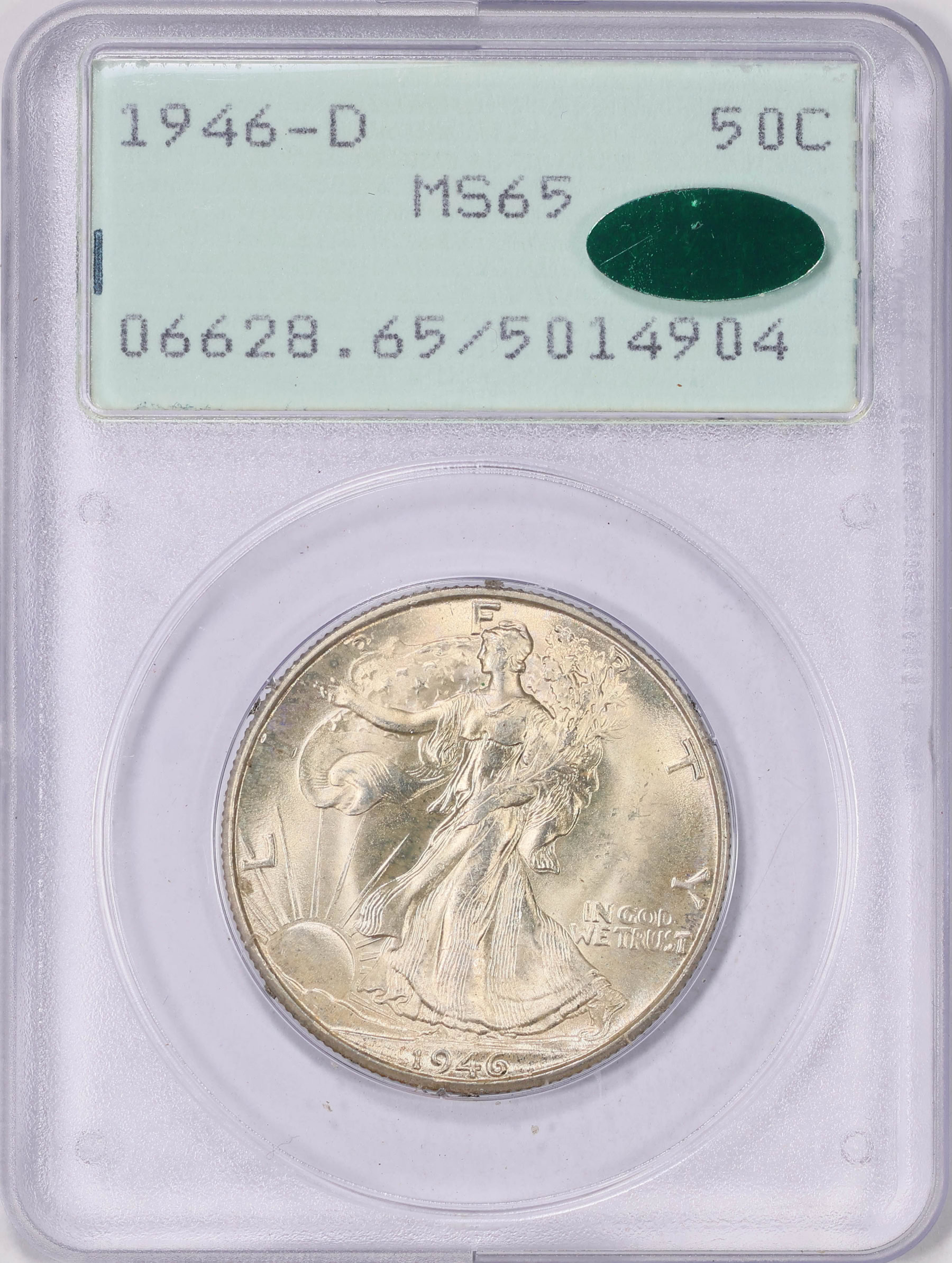 1946-D Walking Liberty Half Dollar PCGS MS-65 (CAC Green) OGH (1st Gen) (Item 1834760 ...
