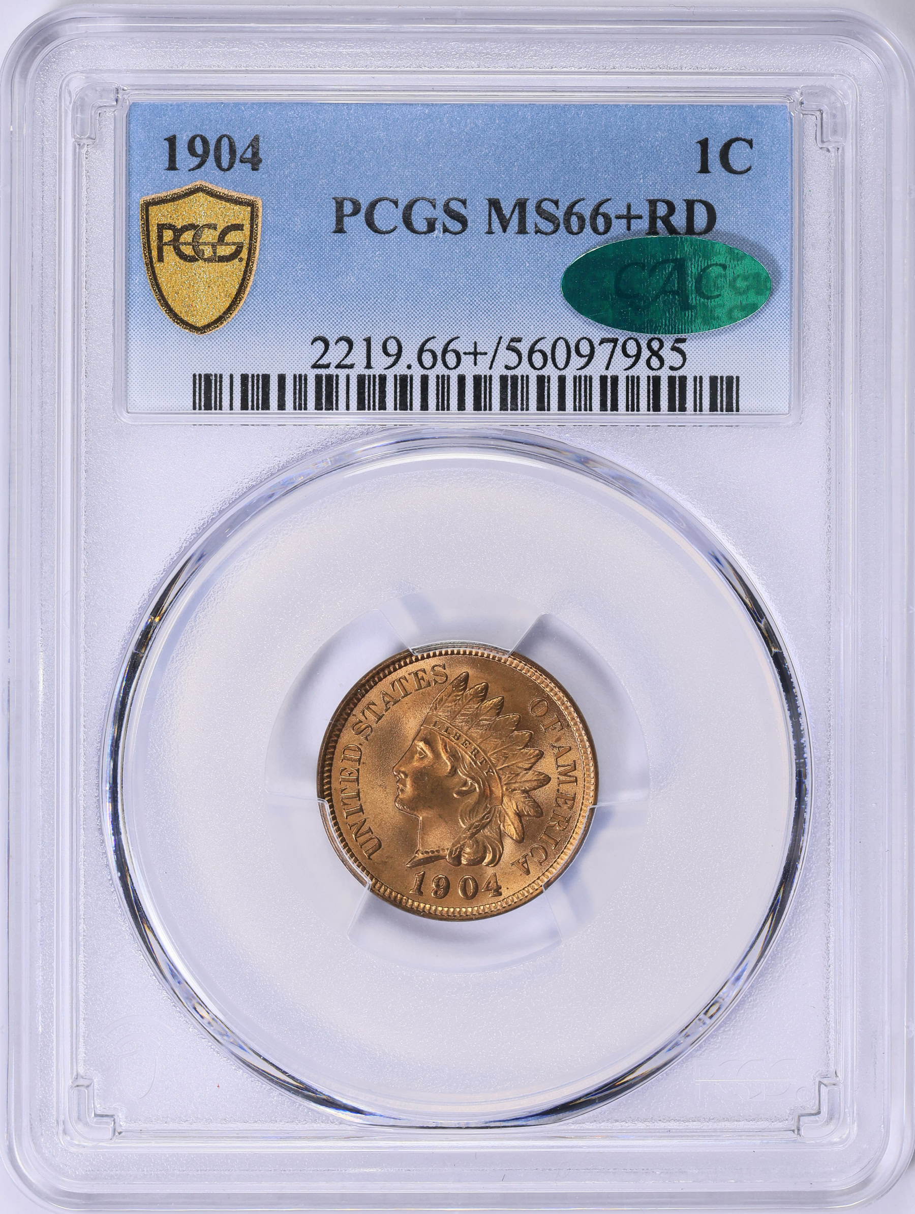 1904 Indian Cent PCGS MS-66+ RD (CAC Green) (Item 1834777) | GreatCollections Coin Auctions