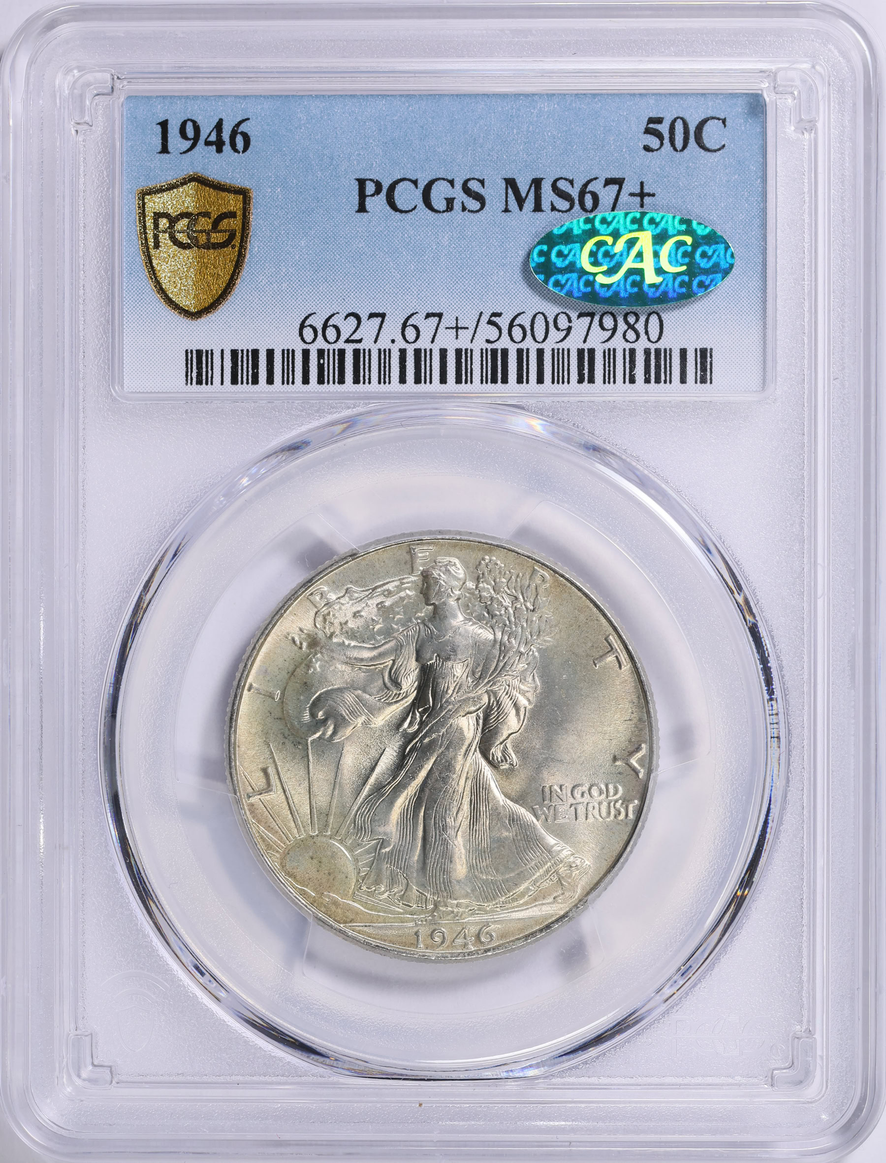 1946 Walking Liberty Half Dollar PCGS MS-67+ (CAC Green) (Item 1834778) | GreatCollections Coin ...