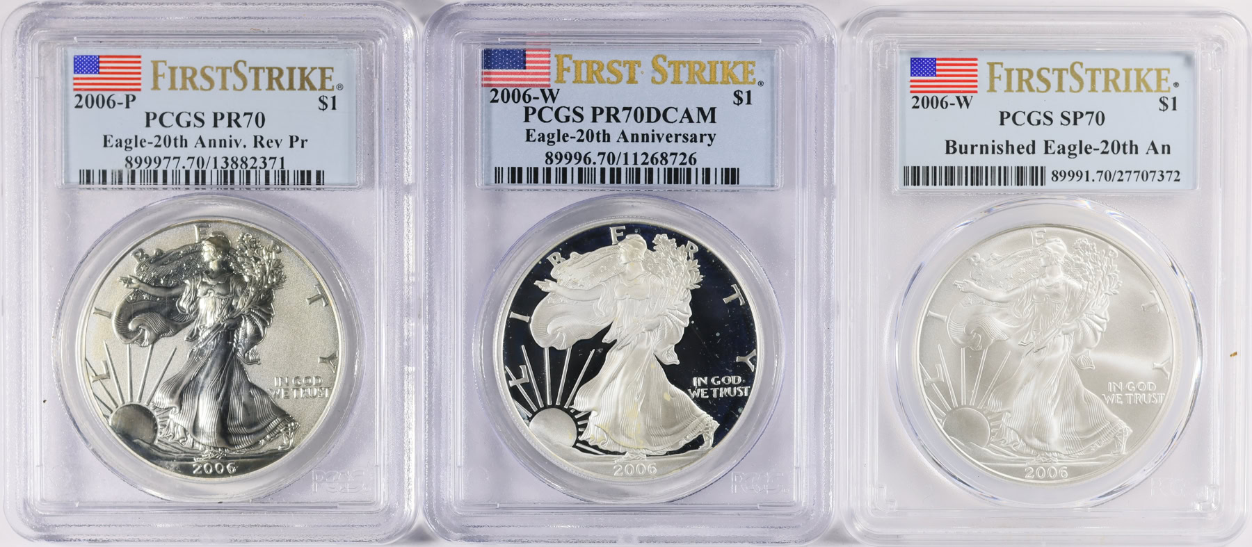 2006 20th Anniversary Set Silver Eagles First Strike Including Reverse ...
