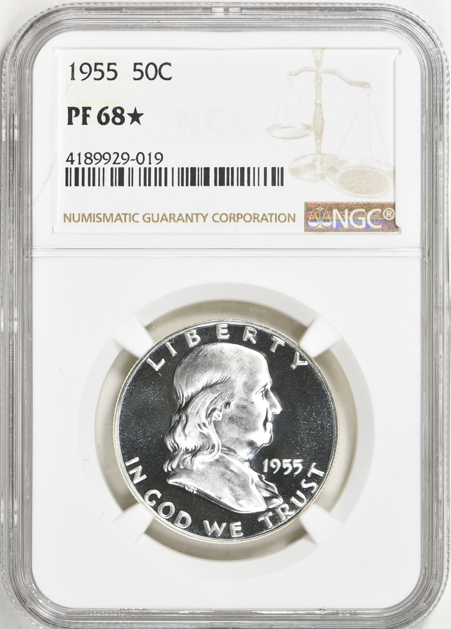 1955 Franklin Half Dollar NGC Proof-68 ★ (Item 1834914) | GreatCollections Coin Auctions