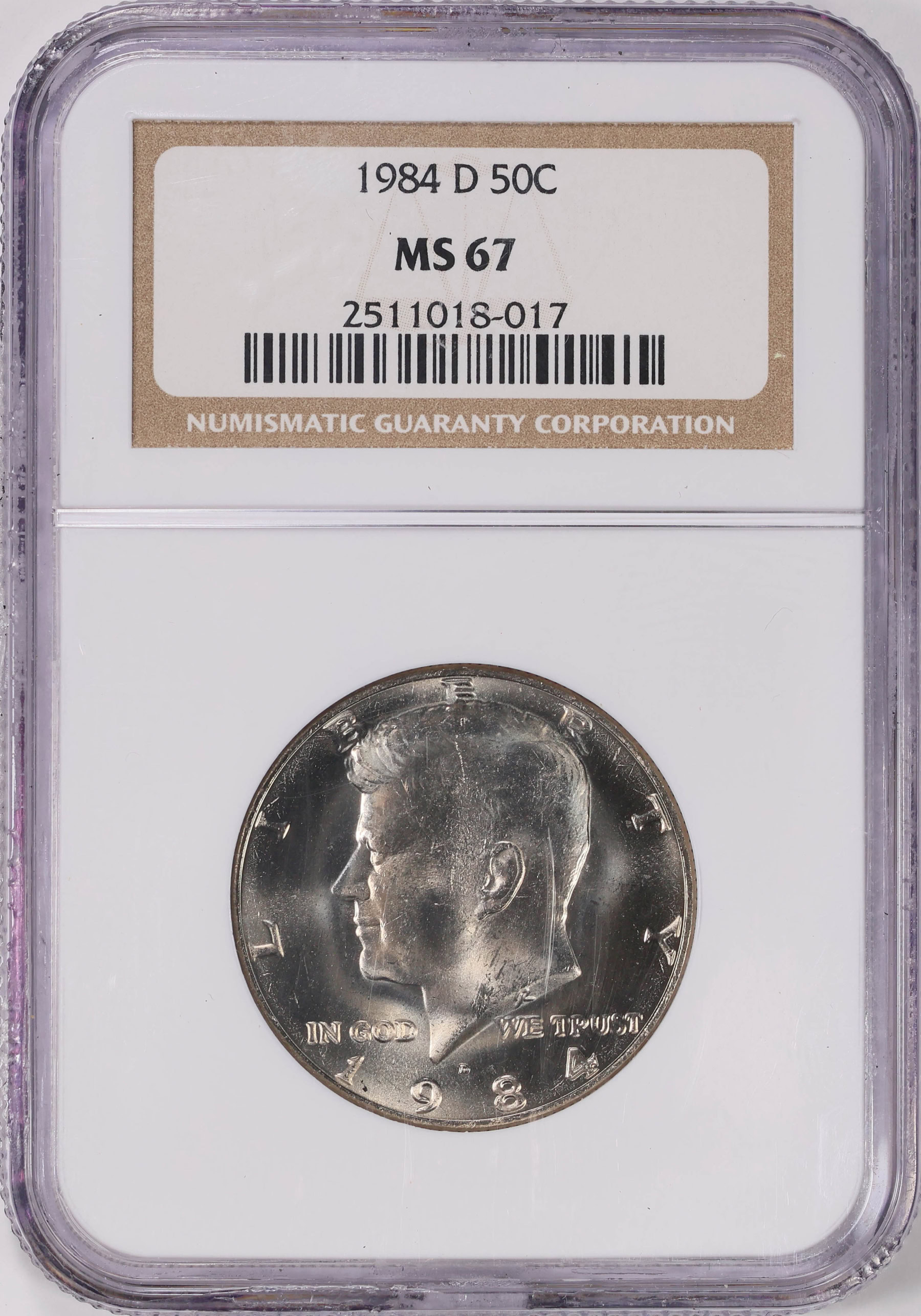 1984-D Kennedy Half Dollar NGC MS-67 (Item 1834919) | GreatCollections Coin Auctions