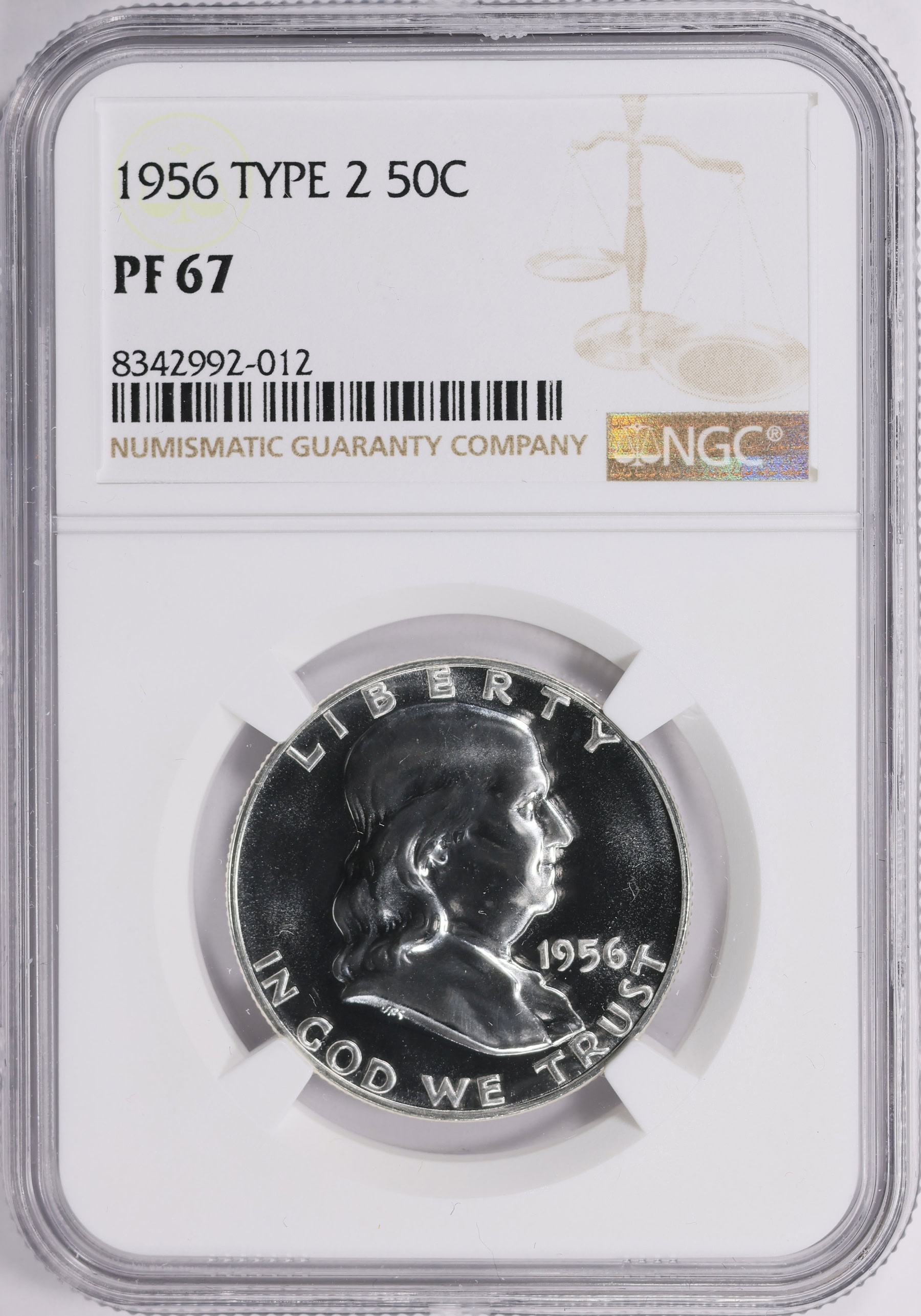 1956 Franklin Half Dollar Type 2 NGC Proof-67 (Item 1835032) | GreatCollections Coin Auctions