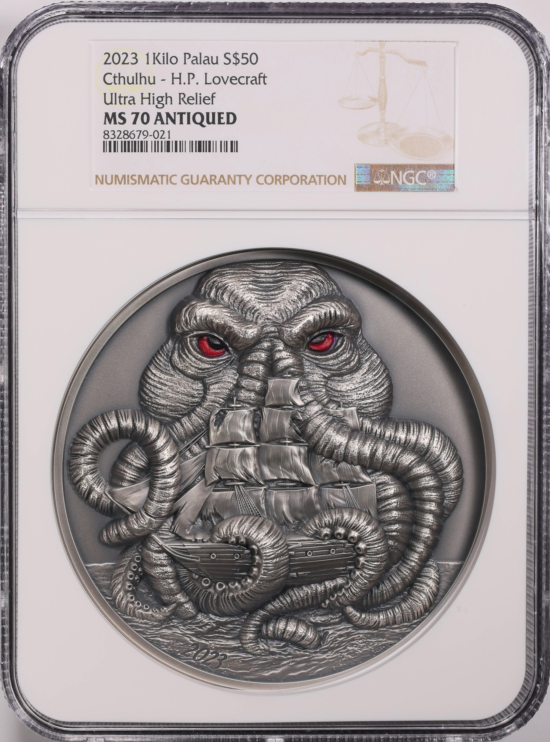 Palau 2023 Silver $50 Kilo Cthulhu - H.P. Lovecraft Ultra High Relief ...