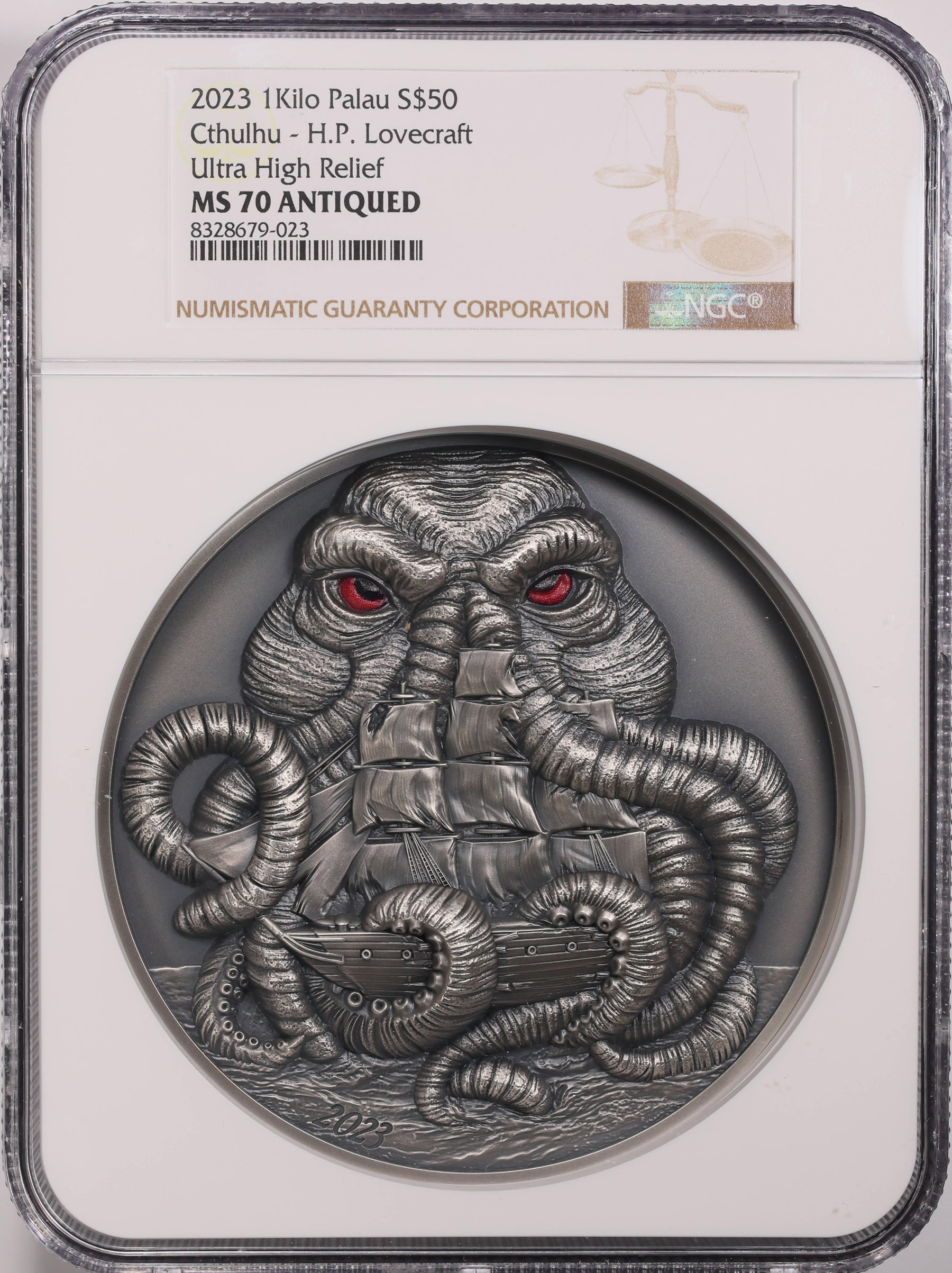 Palau 2023 Silver $50 Kilo Cthulhu - H.P. Lovecraft Ultra High Relief ...