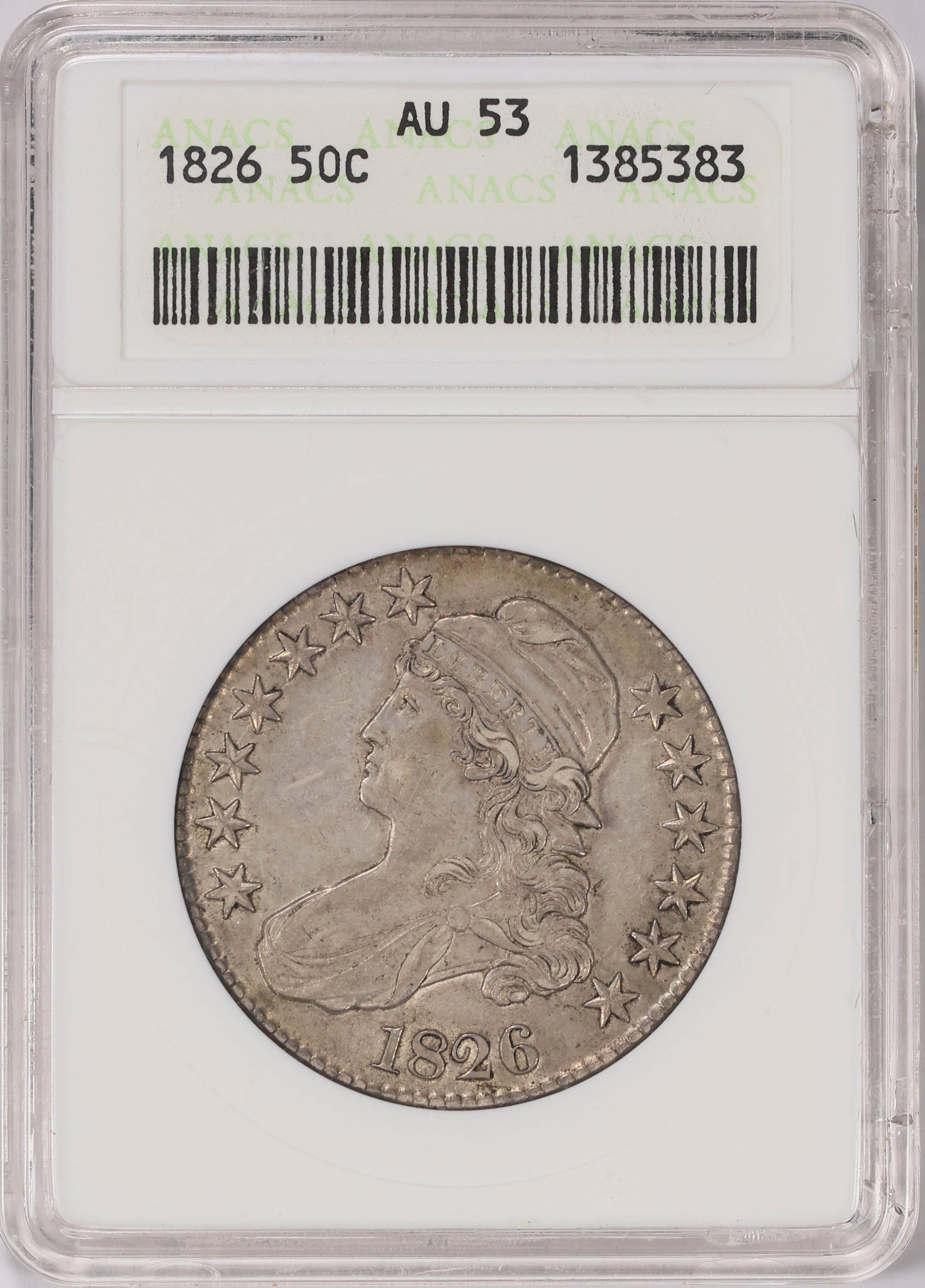 1826 Capped Bust Half Dollar ANACS AU-53 OH (Item 1835250) | GreatCollections Coin Auctions