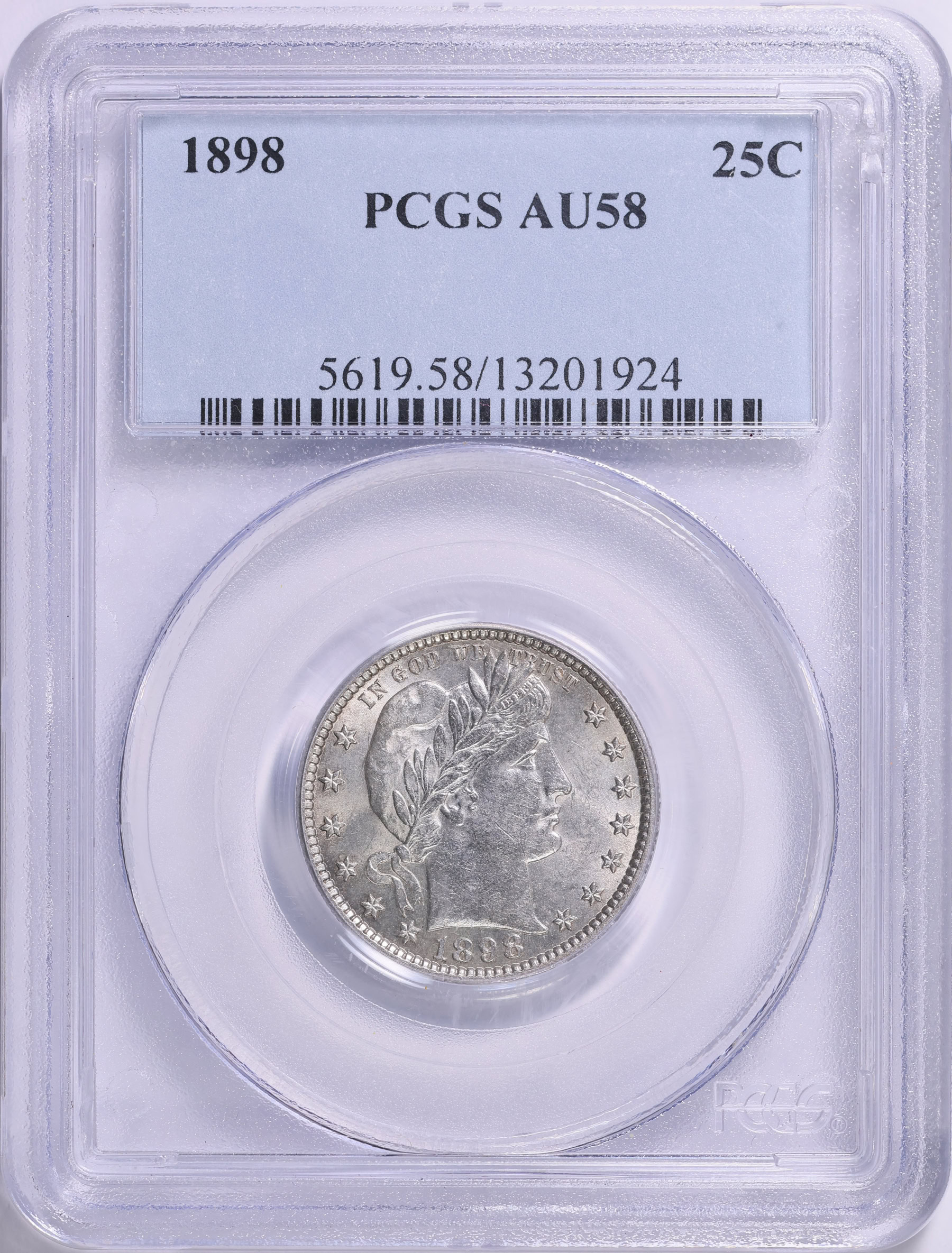 1898 Barber Quarter PCGS AU-58 (Item 1835261) | GreatCollections Coin Auctions