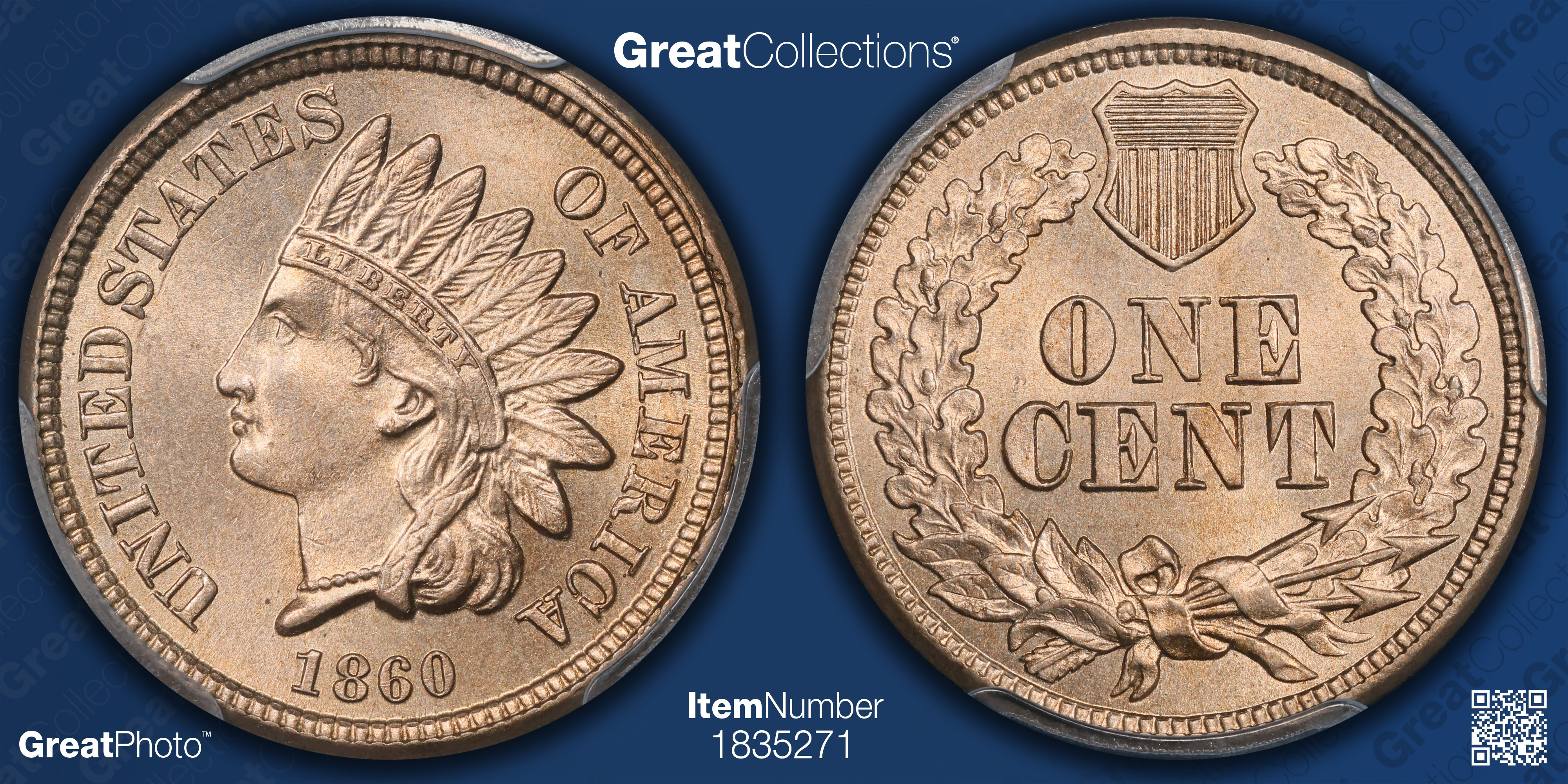 1860 Indian Cent PCGS MS-66 (Item 1835271) | GreatCollections Coin Auctions