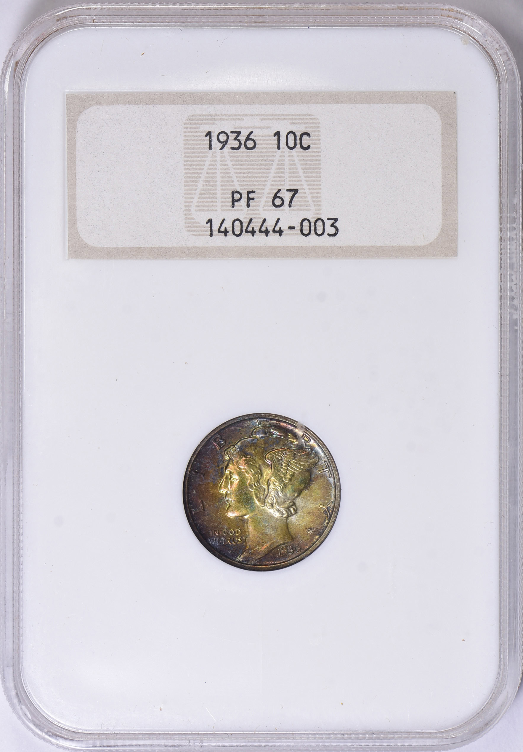 1936 Mercury Dime NGC Proof-67 OH (Toned) (Item 1835276) | GreatCollections Coin Auctions