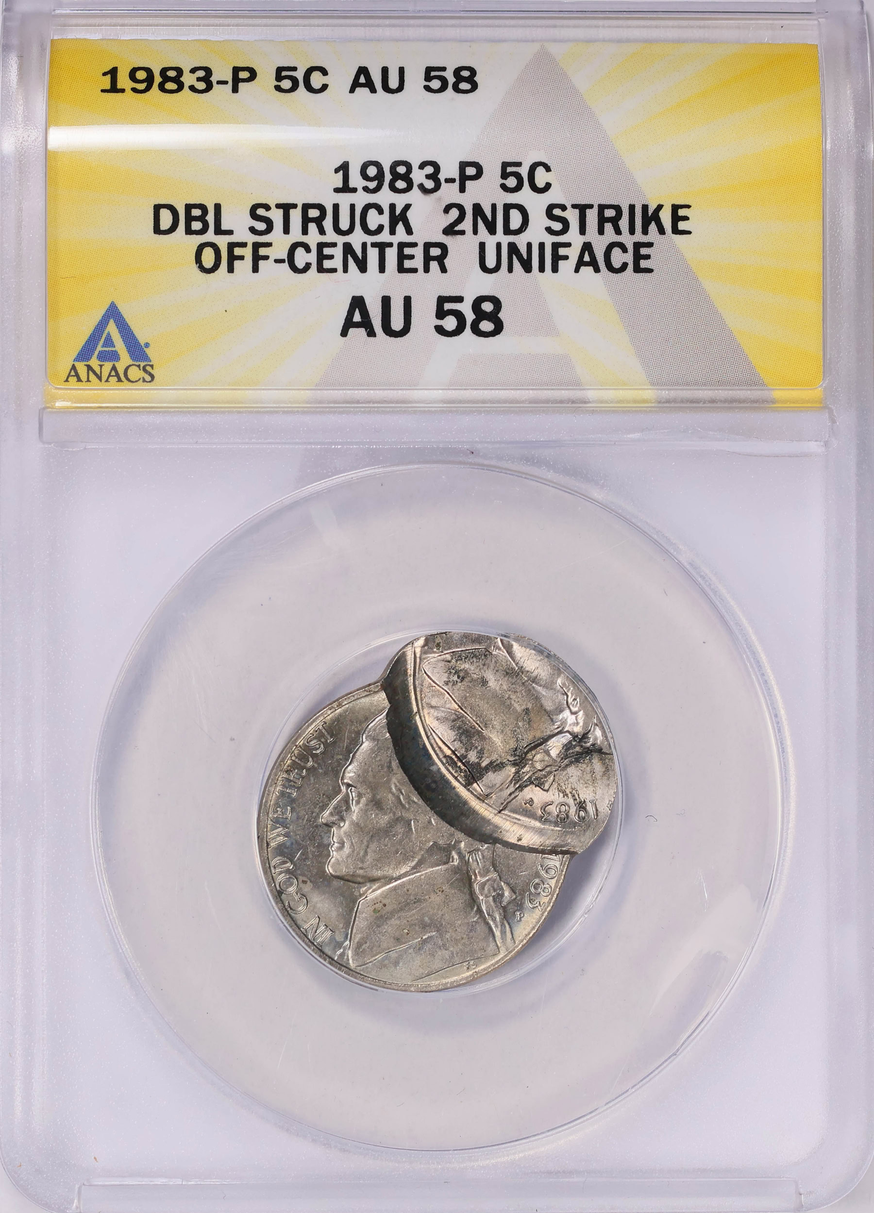Mint Error 1983-P Jefferson Nickel Double Struck 2nd Strike Off-Center ...