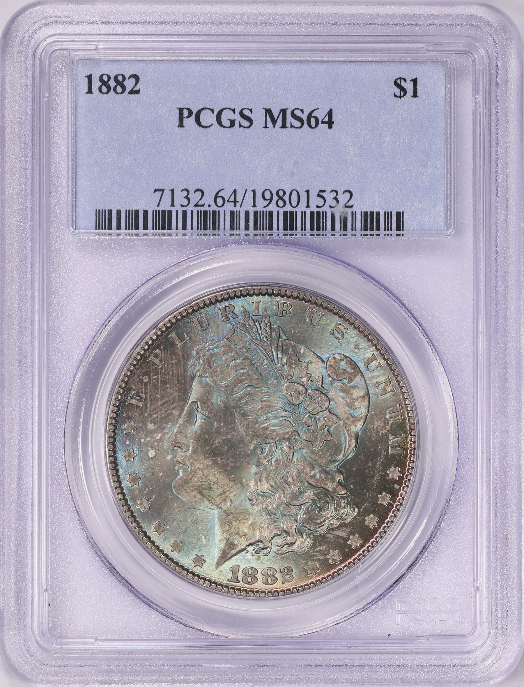 1882 Morgan Silver Dollar PCGS MS-64 (Toned) (Item 1835321) | GreatCollections Coin Auctions