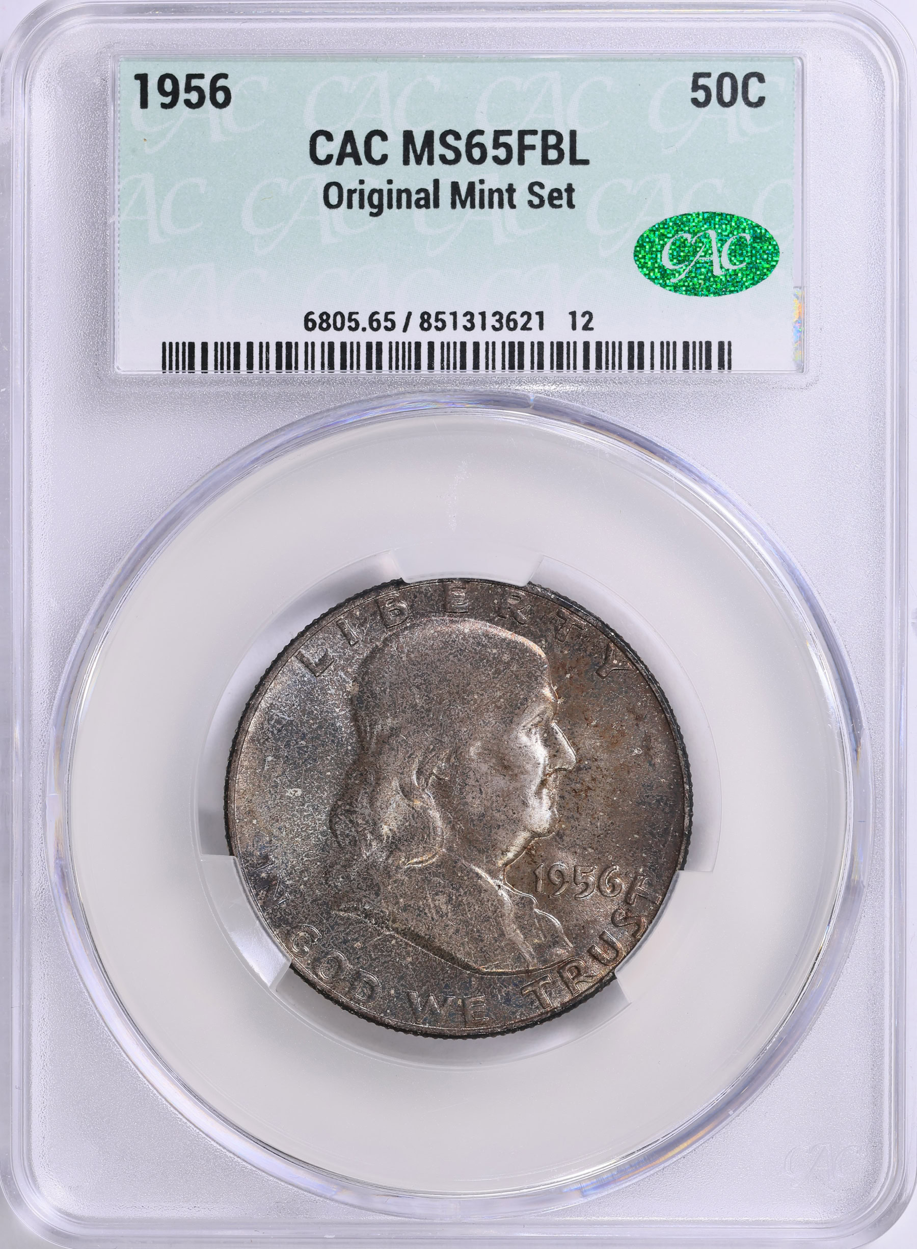 1956 Franklin Half Dollar CACG MS-65 FBL (Toned) (Item 1835327 ...