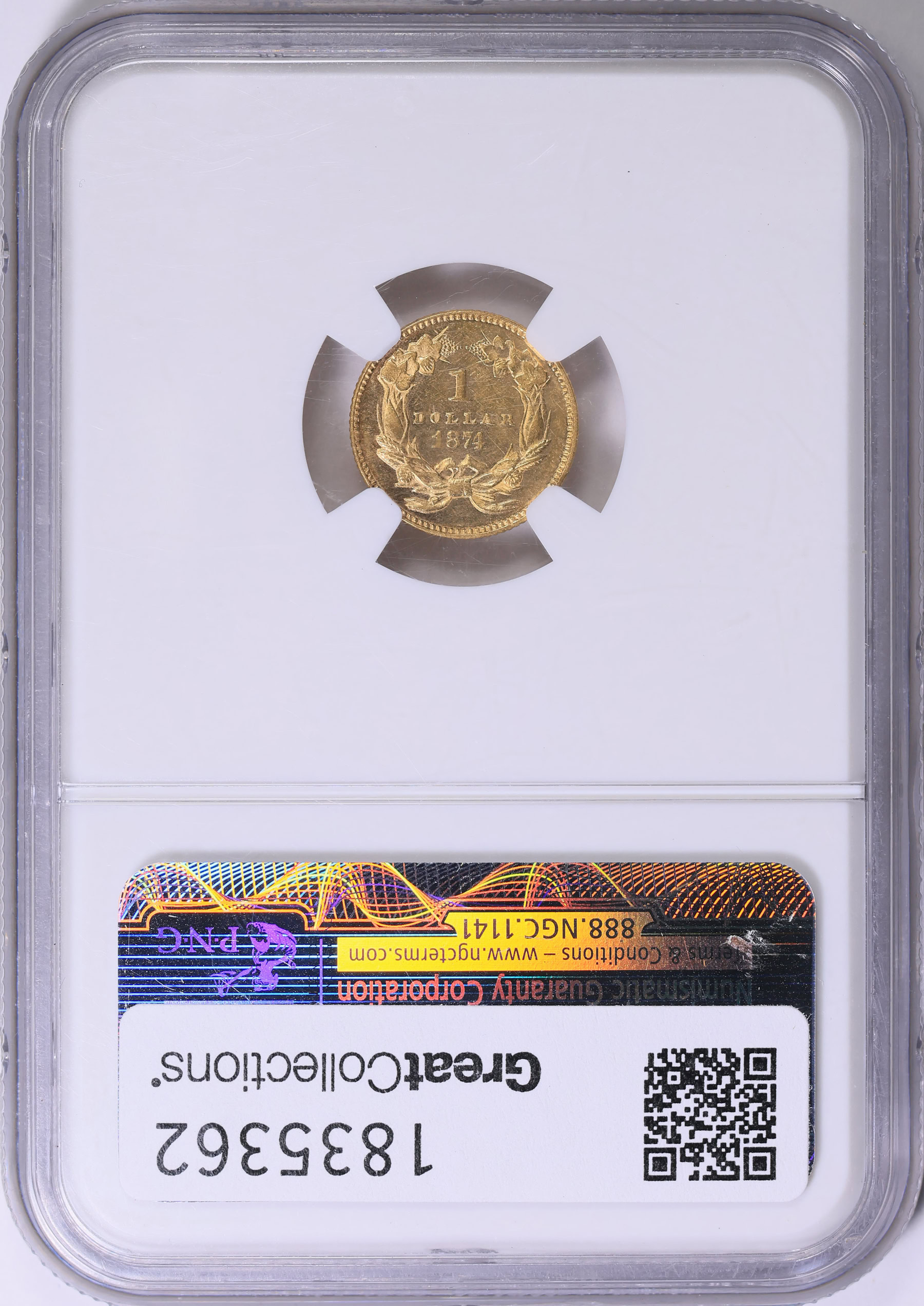 1874 Indian Princess Gold Dollar NGC MS-60 PL (Item 1835362 ...