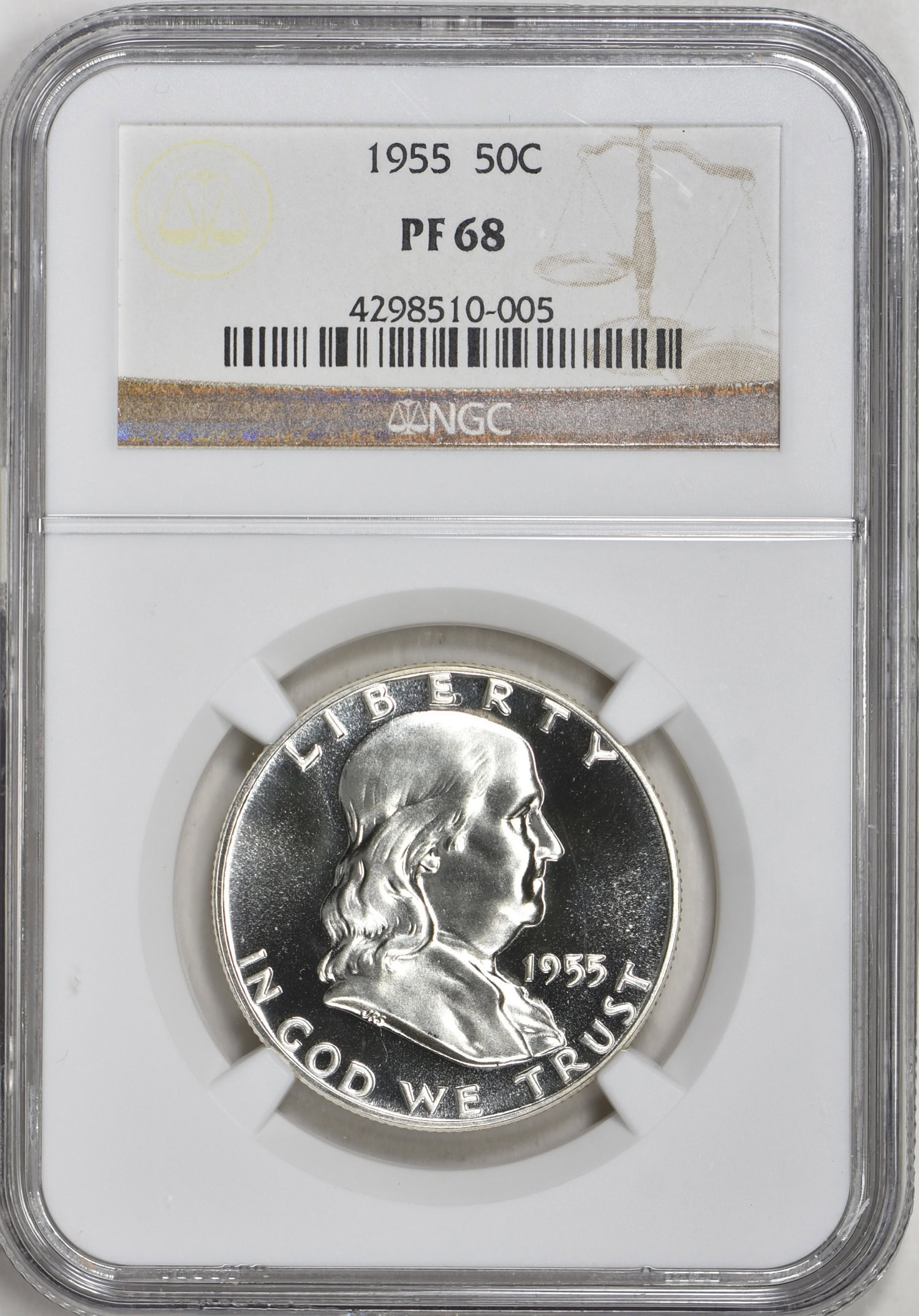 1955 Franklin Half Dollar NGC Proof-68 (Item 1835363) | GreatCollections Coin Auctions