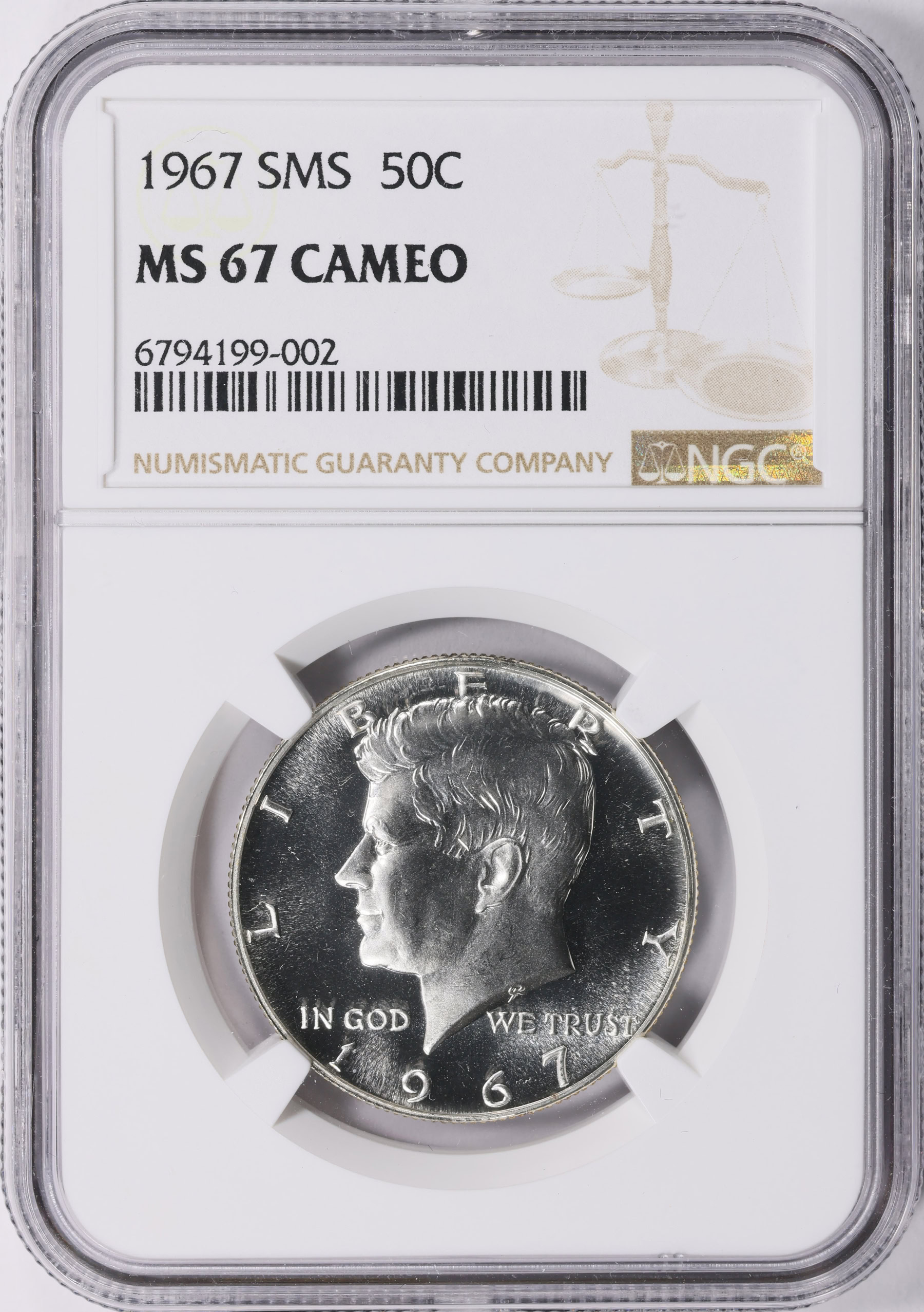 1967 Kennedy Half Dollar SMS NGC MS-67 CAMEO (Item 1835374) | GreatCollections Coin Auctions